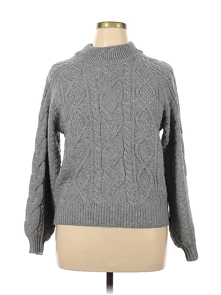 52Seven 100% Acrylic Color Block Solid Gray Turtleneck Sweater Size XL ...