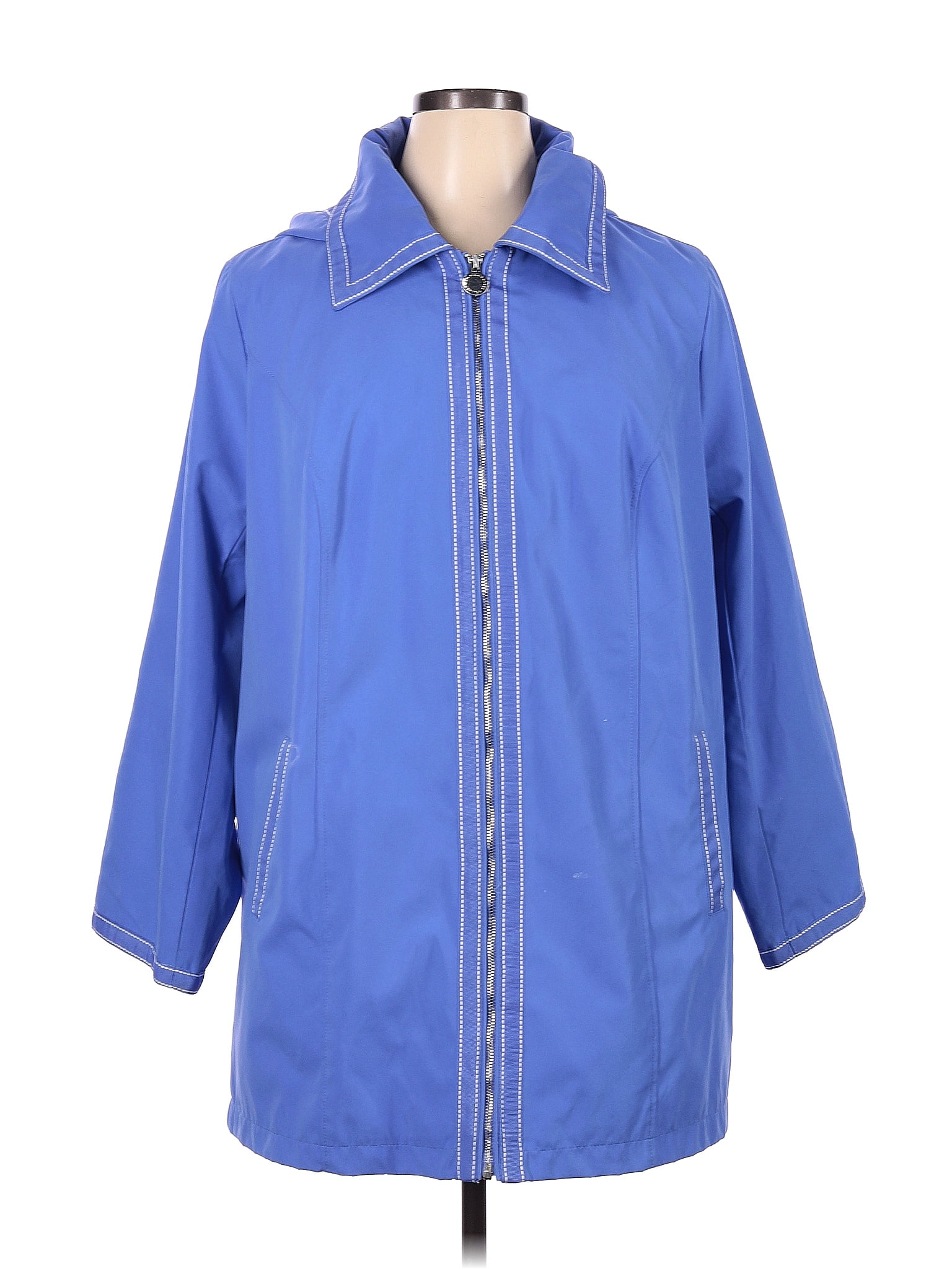 Dennis By Dennis Basso Solid Blue Jacket Size 1x Plus 56 Off Thredup