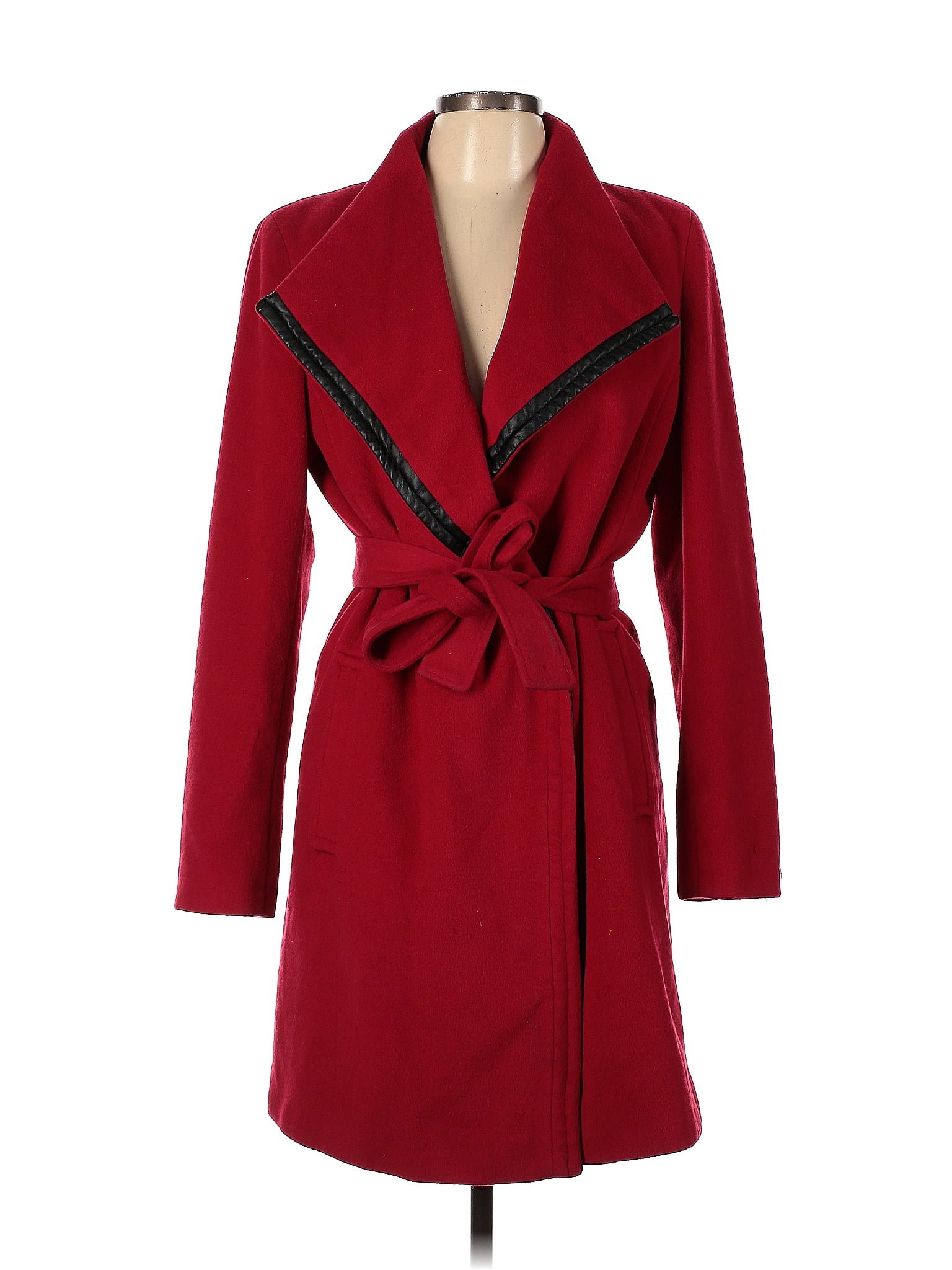 Calvin Klein Solid Red Wool Coat Size 12 - 67% off | thredUP