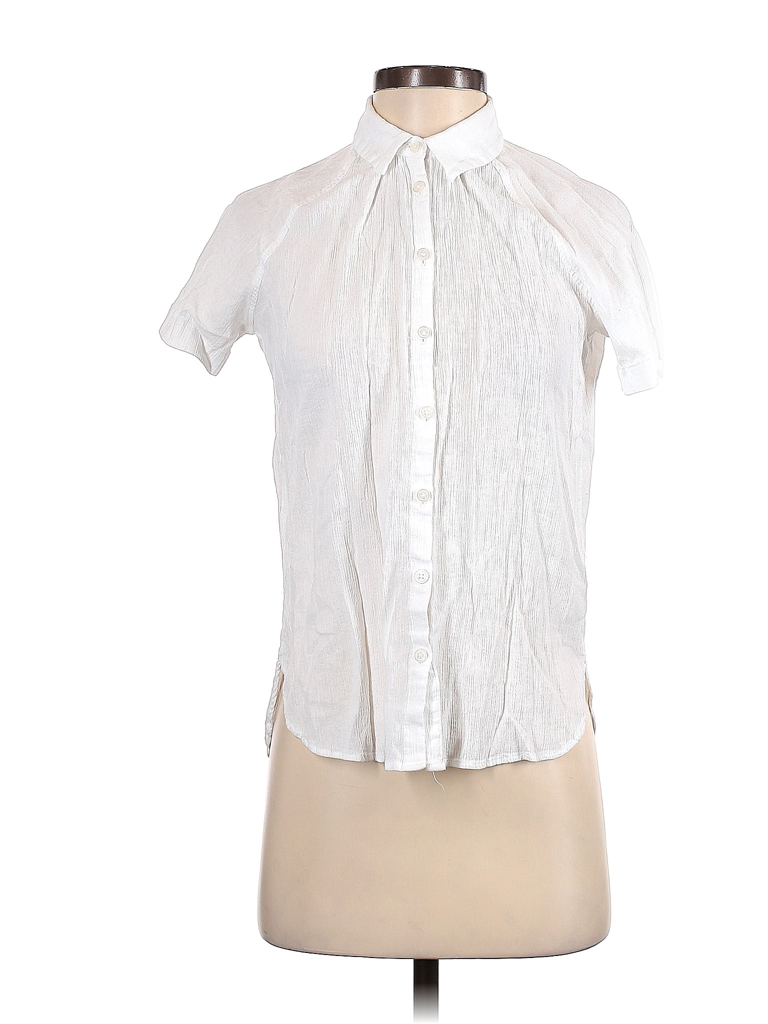 Madewell 100 Cotton White Short Sleeve Button Down Shirt Size Xs 71