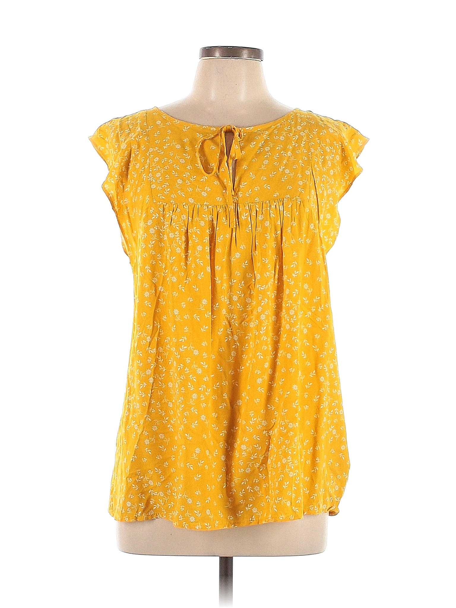Gap 100 Rayon Yellow Short Sleeve Blouse Size L 84 Off Thredup