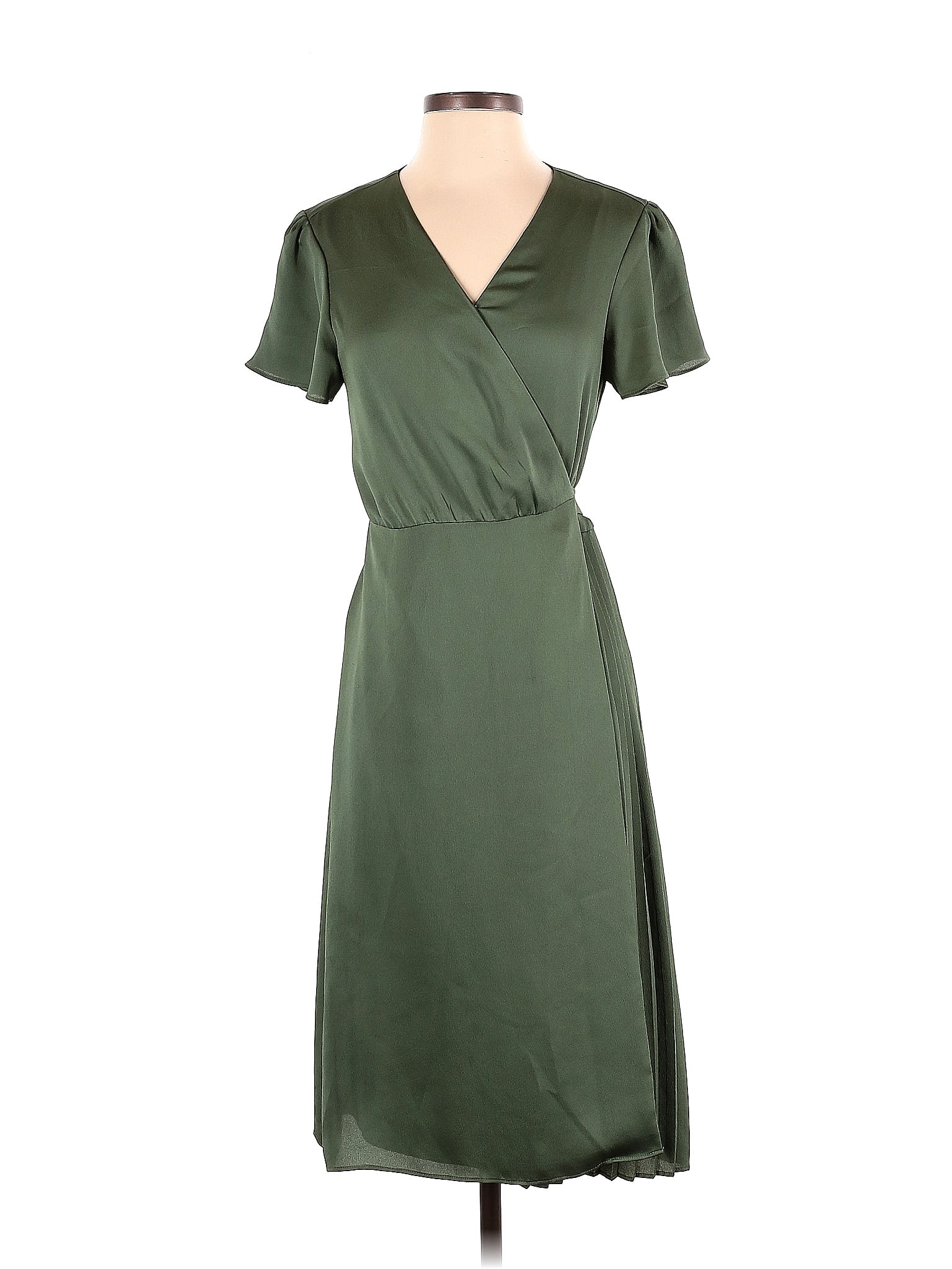 Banana Republic 100 Polyester Solid Green Casual Dress Size S 64