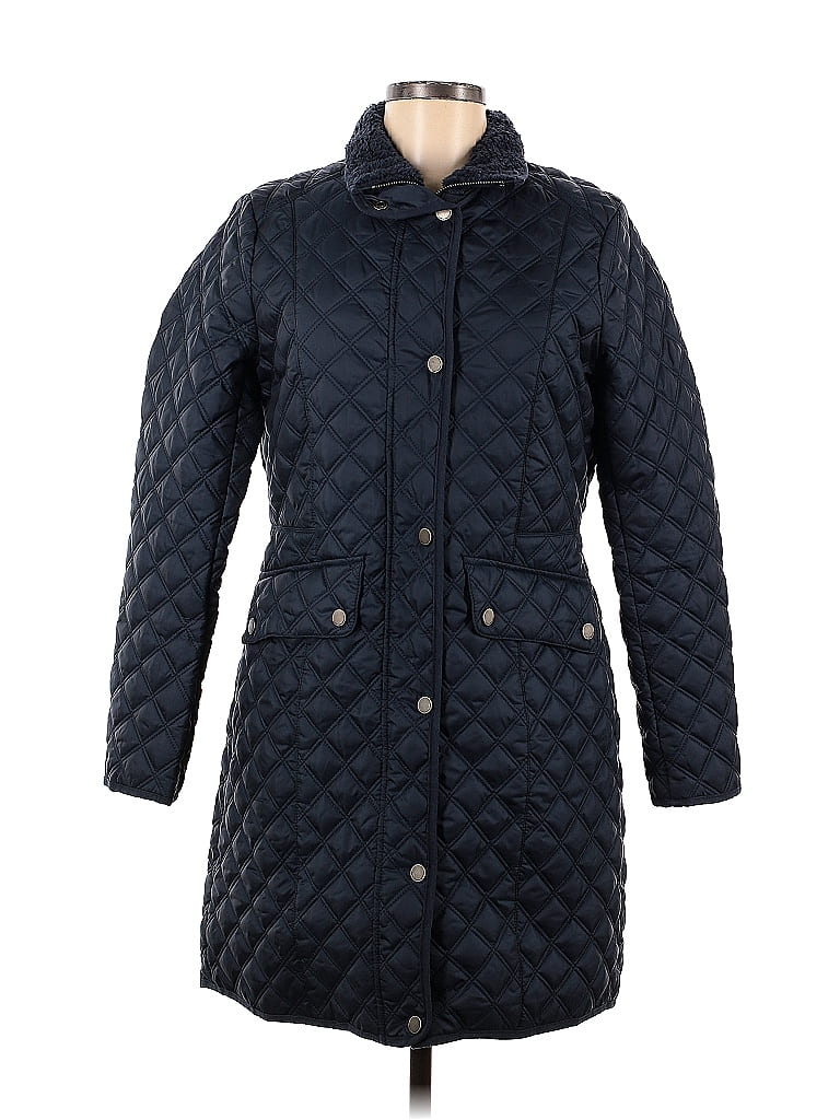 Lucky Brand 100% Polyester Solid Navy Blue Coat Size M - 66% off | thredUP