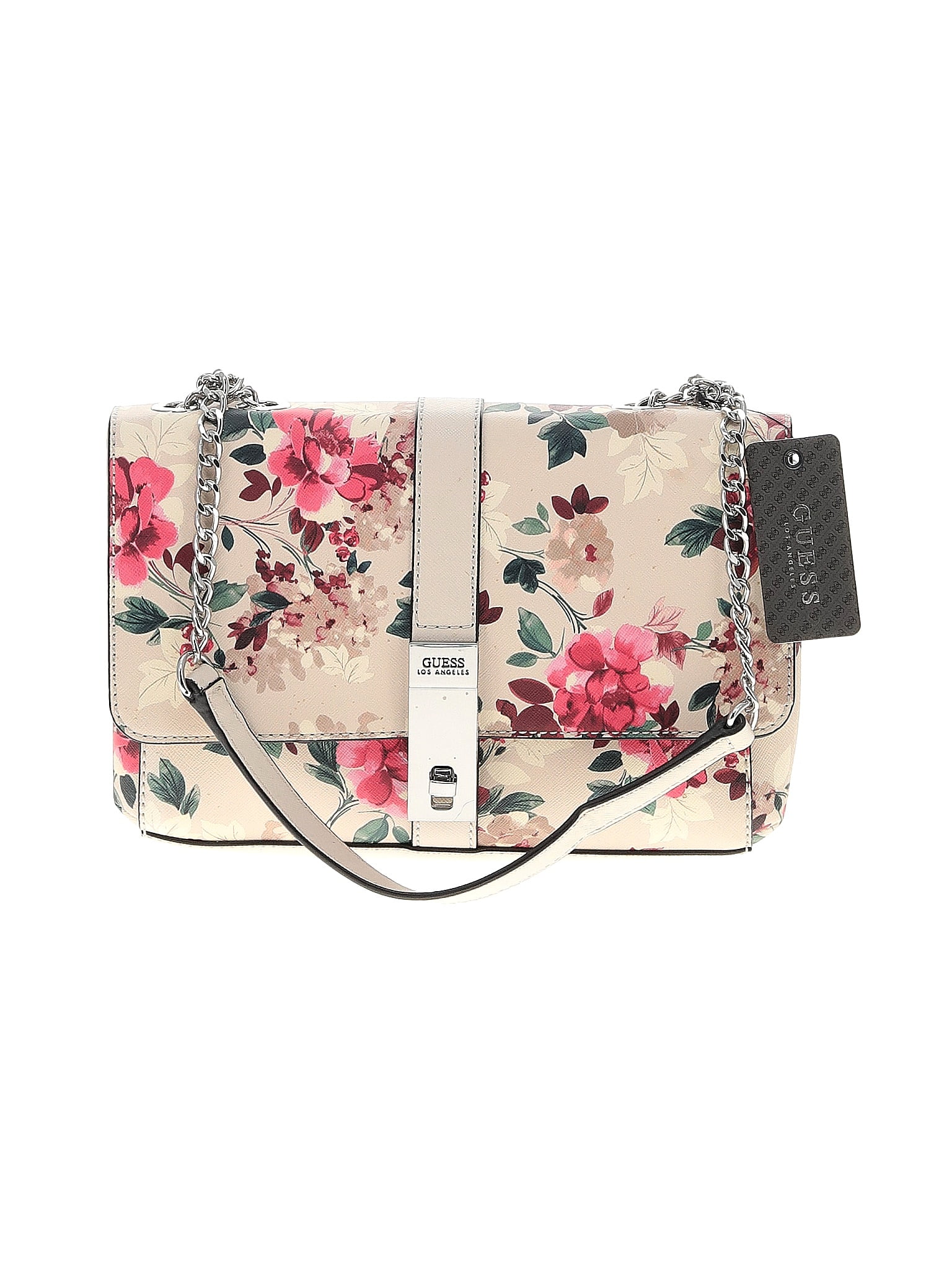 Guess Color Block Floral Ivory Leather Shoulder Bag One Size - 64% off ...