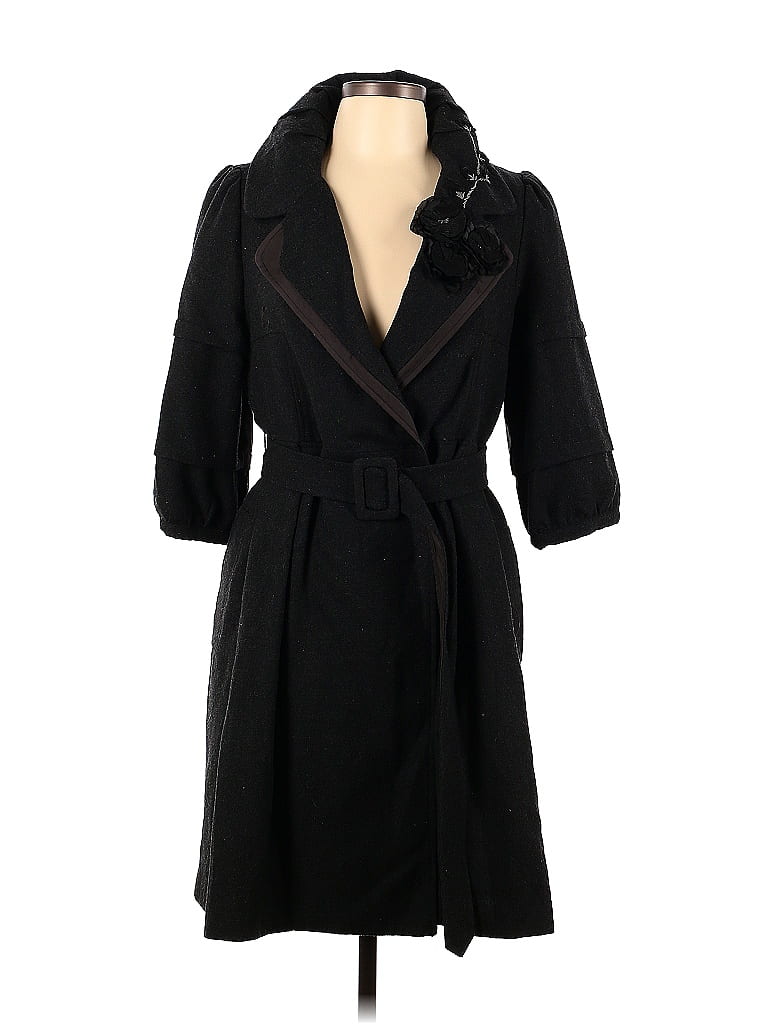 Lulumari Solid Black Coat Size L - 46% off | ThredUp