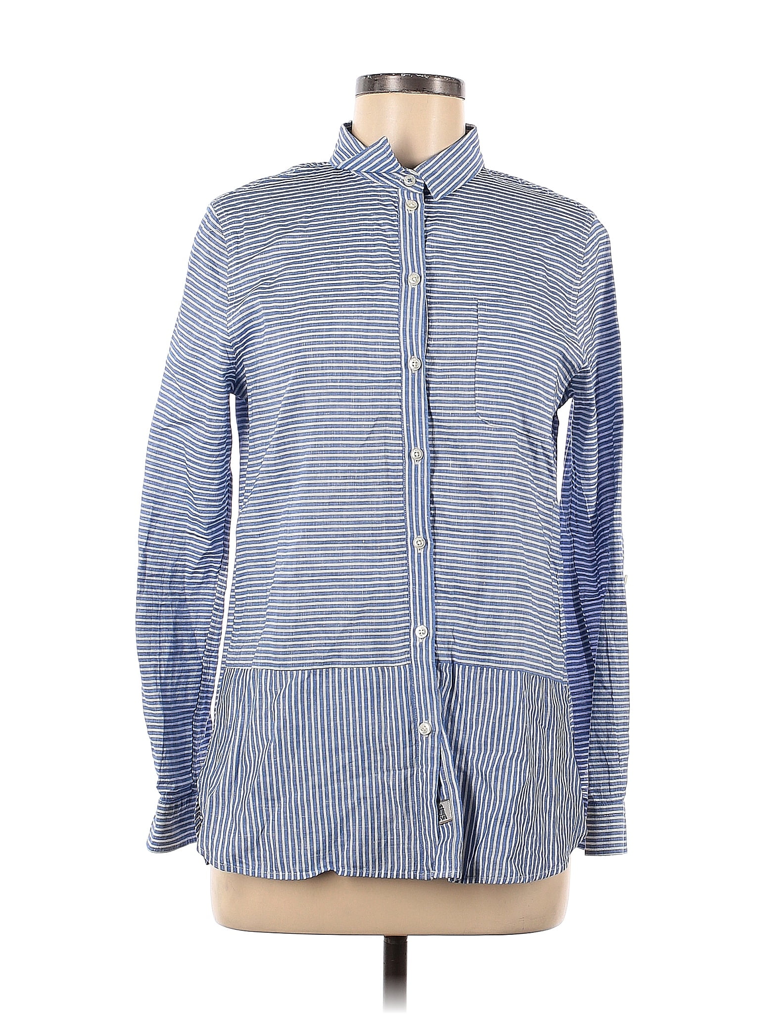 Barbour Checkered-gingham Blue Long Sleeve Button-Down Shirt Size 6 - 76% off | thredUP
