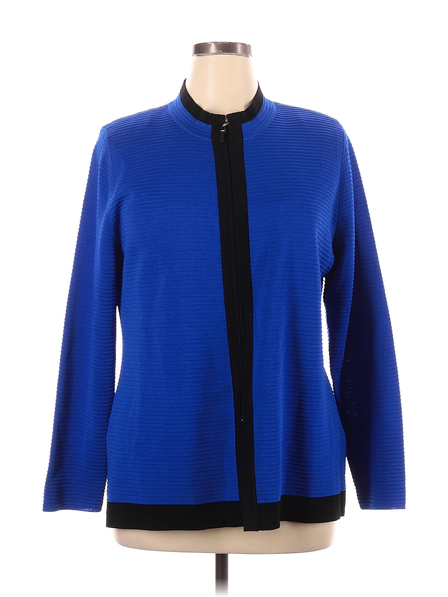 misook 100% Acrylic Color Block Solid Blue Jacket Size XL - 82% off ...