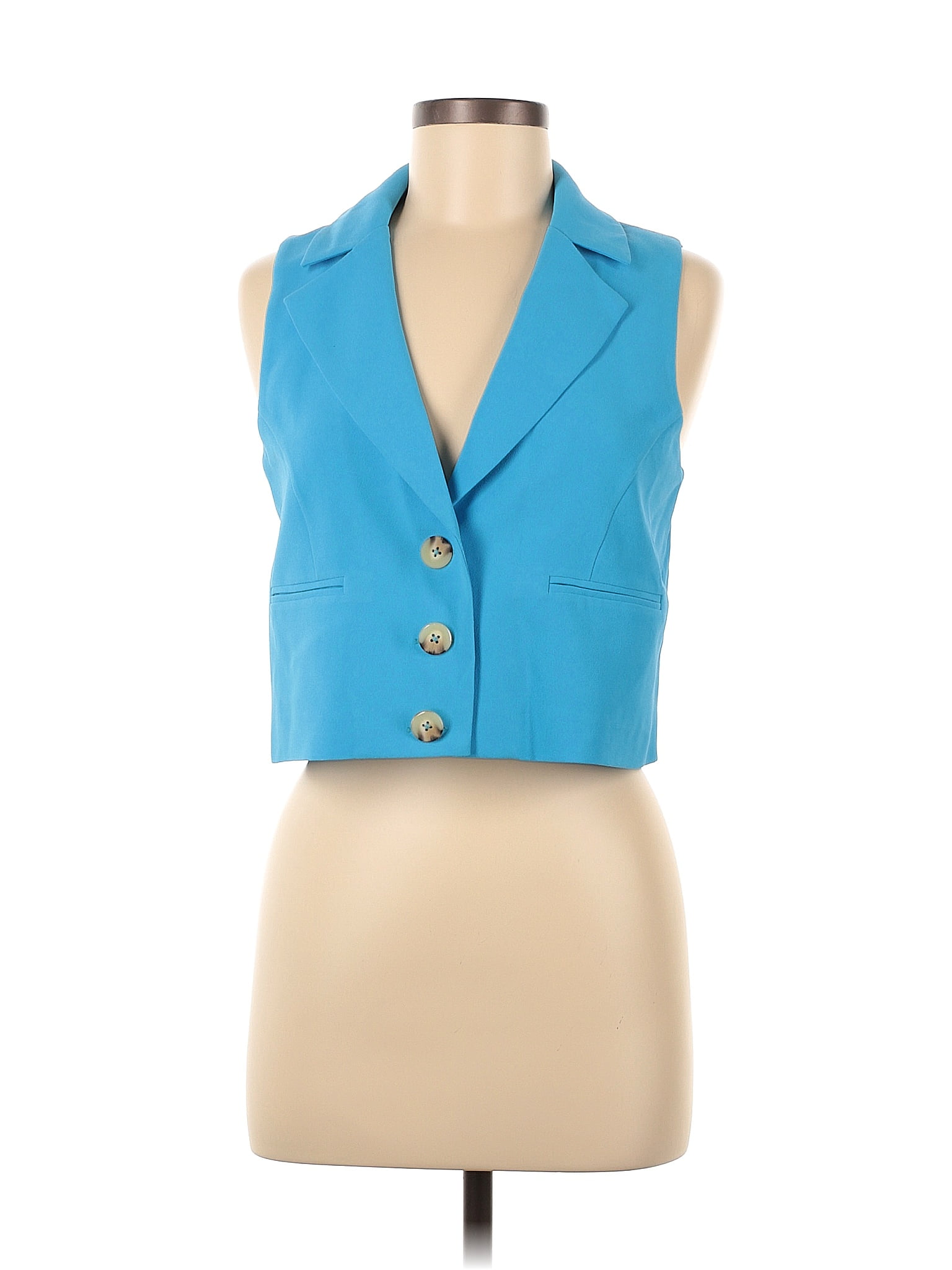 Central Park West 100% Polyester Solid Blue Vest Size M - 77% off | thredUP