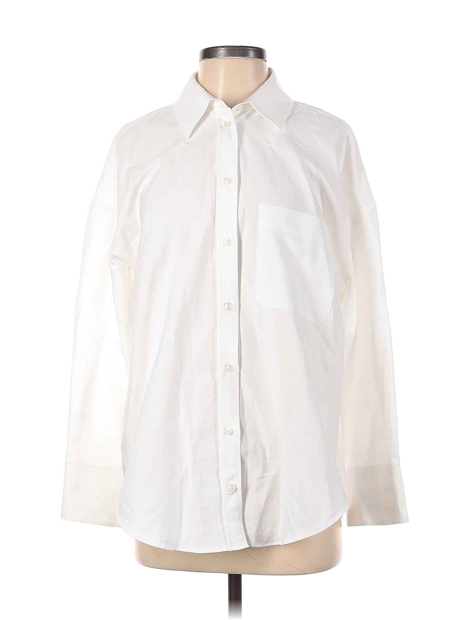 Zara 100% Cotton Solid White Long Sleeve Button-Down Shirt Size XS - 50% off | thredUP