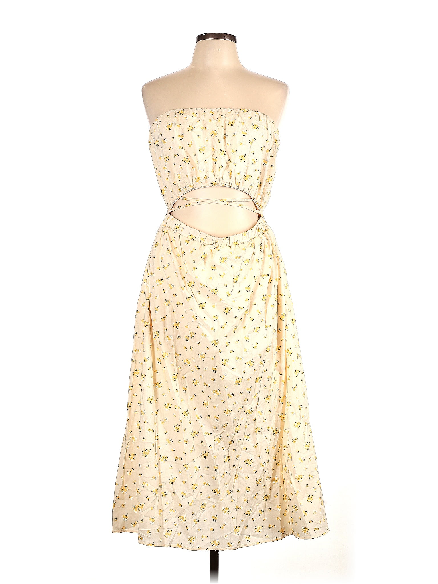 Le Lis 100% Cotton Floral Yellow Casual Dress Size L - 79% off | ThredUp