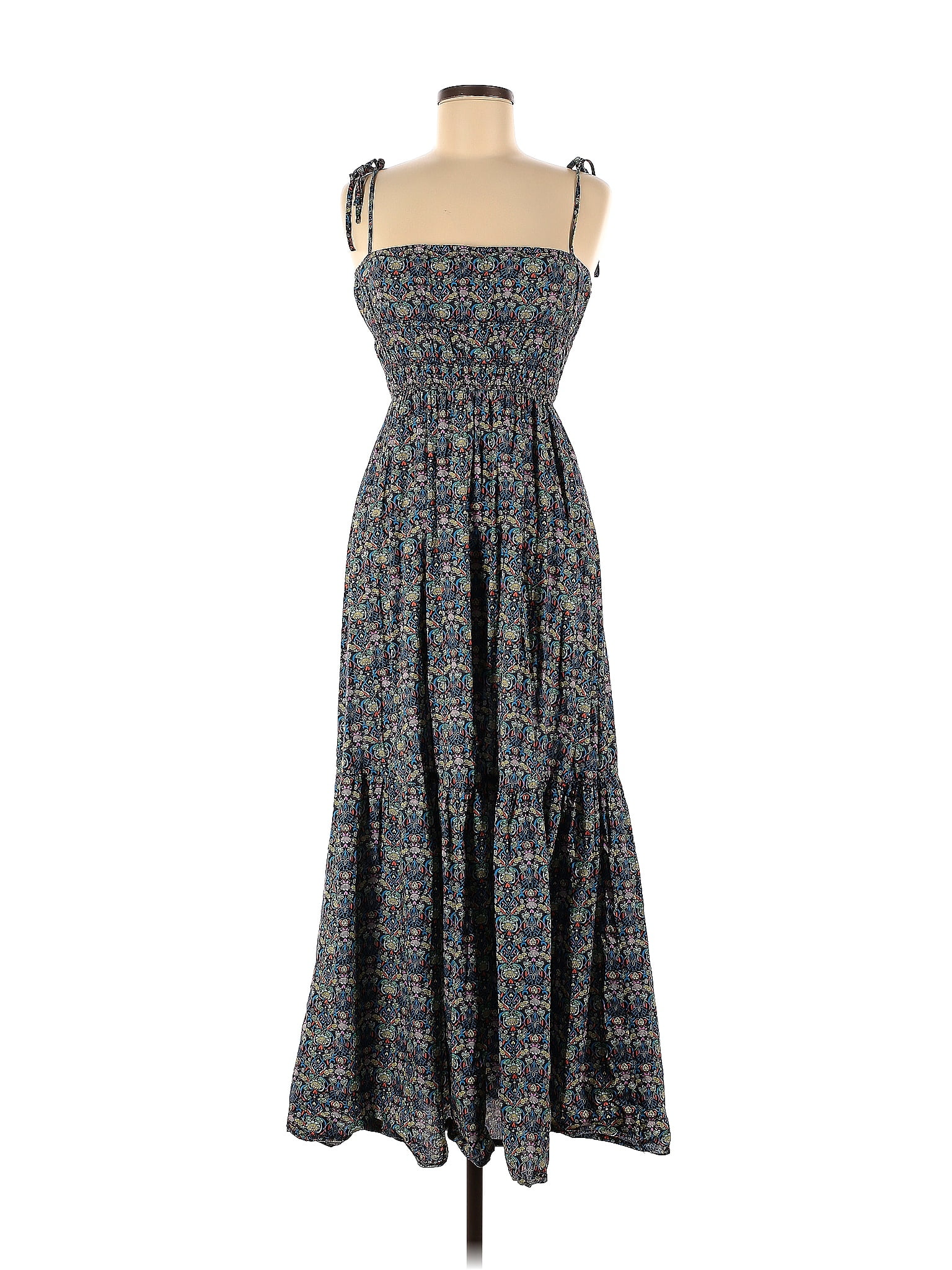 Cynthia Rowley 100% Cotton Paisley Blue Azores Smocked Maxi Size M - 76 ...