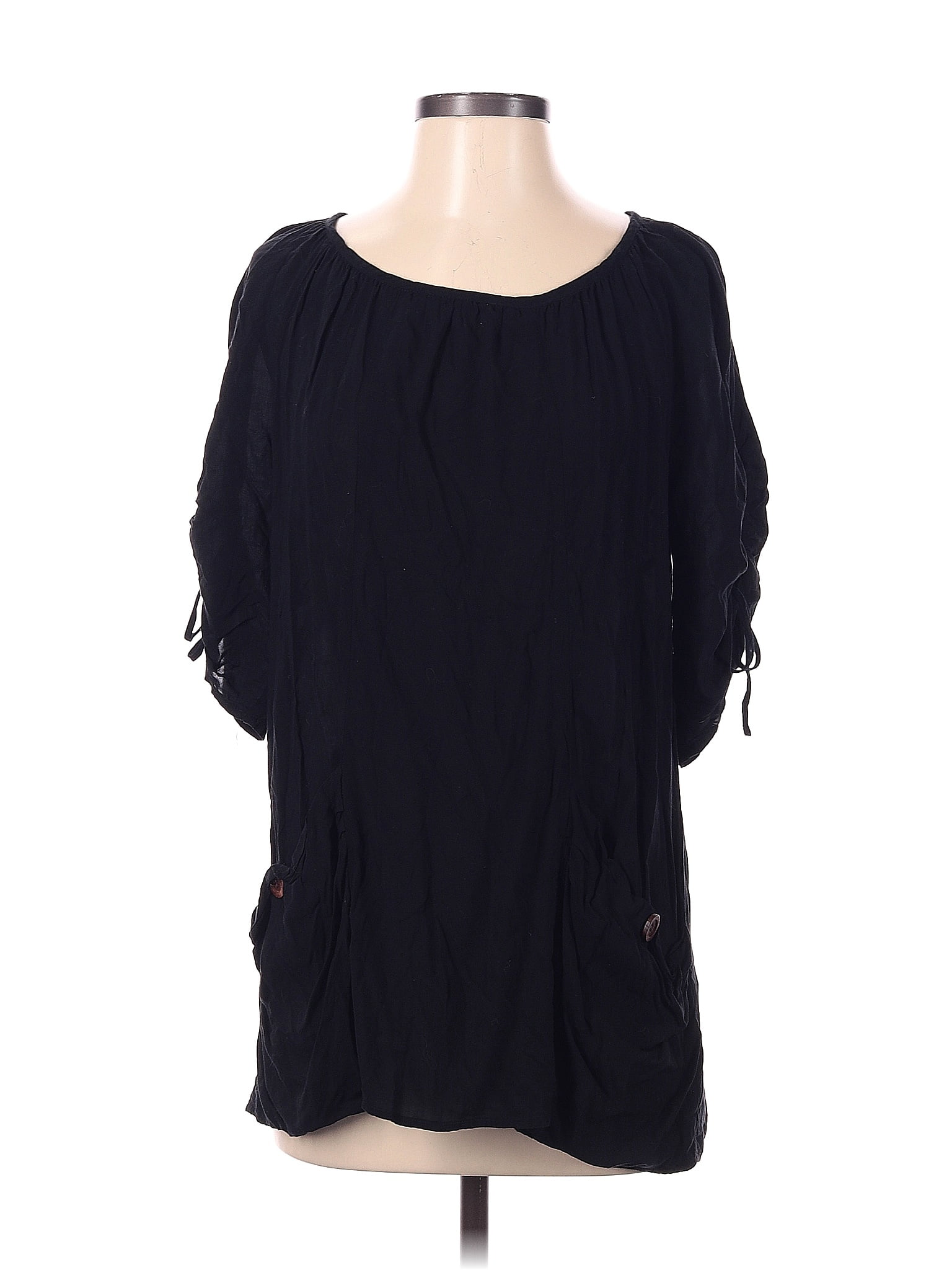 Odille 100 Rayon Black Short Sleeve Blouse Size S 78 Off Thredup
