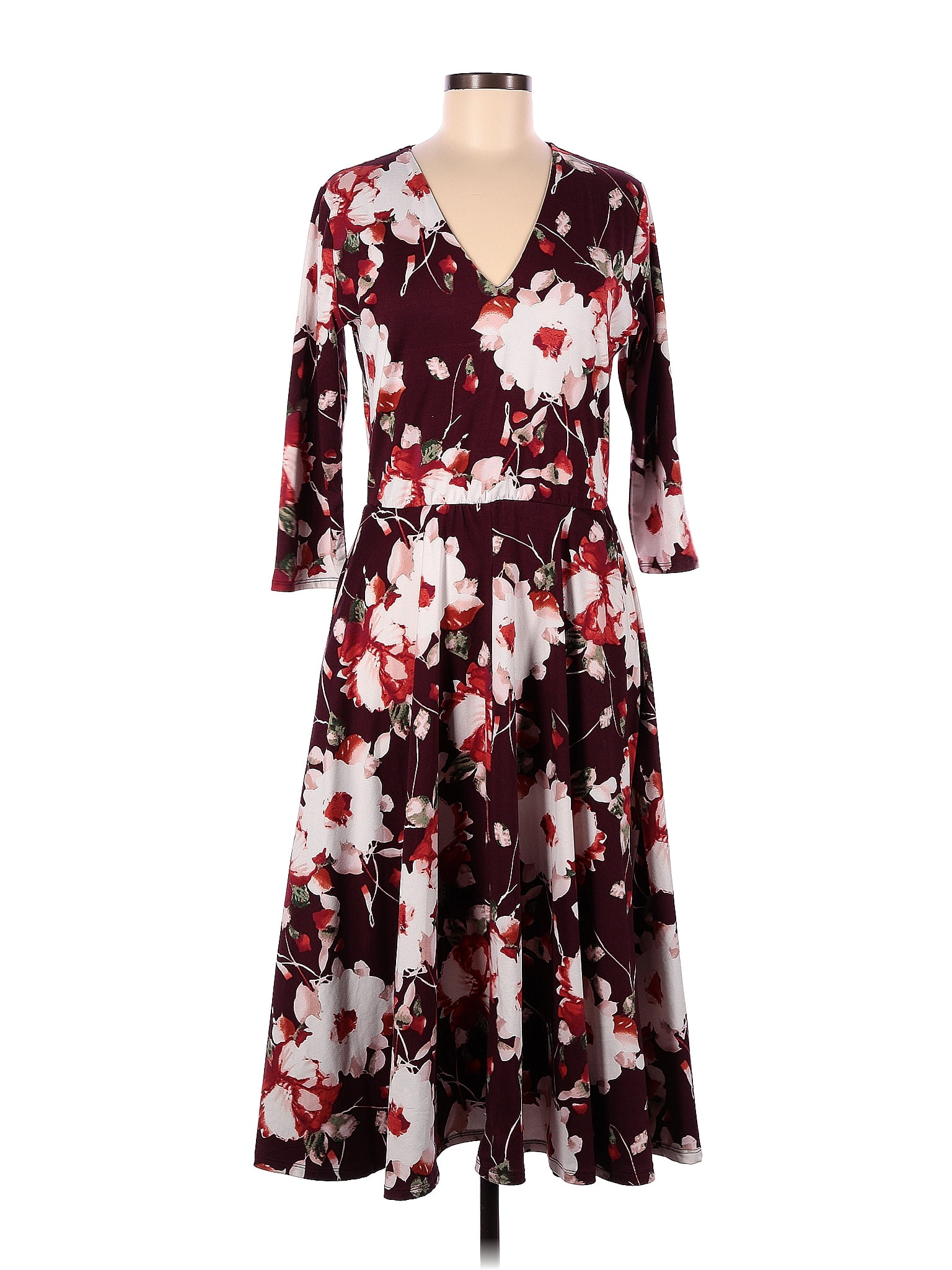 Agnes And Dora Floral Multi Color Burgundy Casual Dress Size M 68 Off
