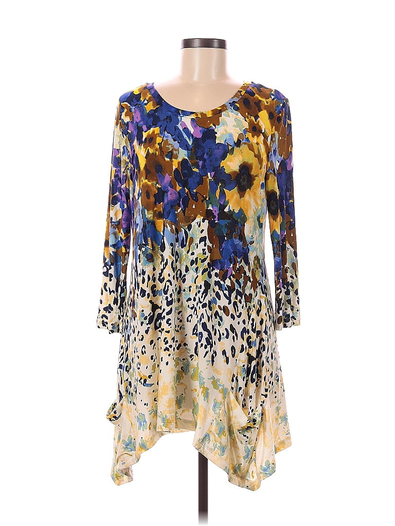 Logo By Lori Goldstein Multi Color Gold Short Sleeve Top Size M 66