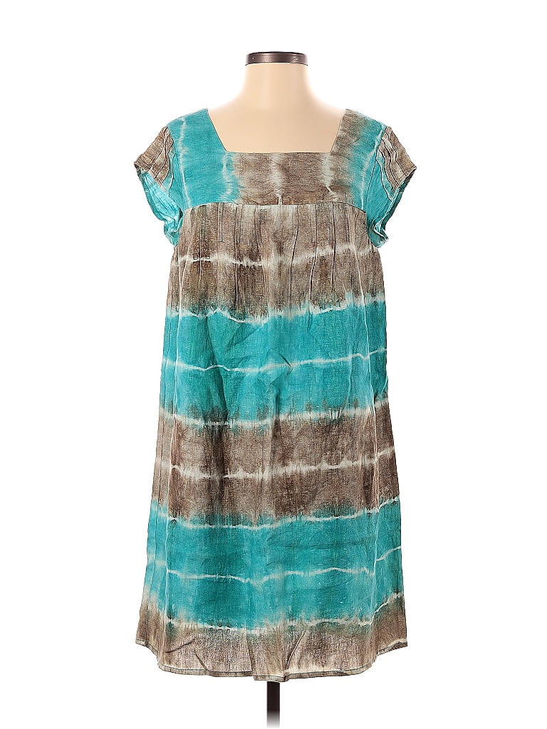 Calypso St Barth 100 Linen Multi Color Teal Casual Dress Size S 79