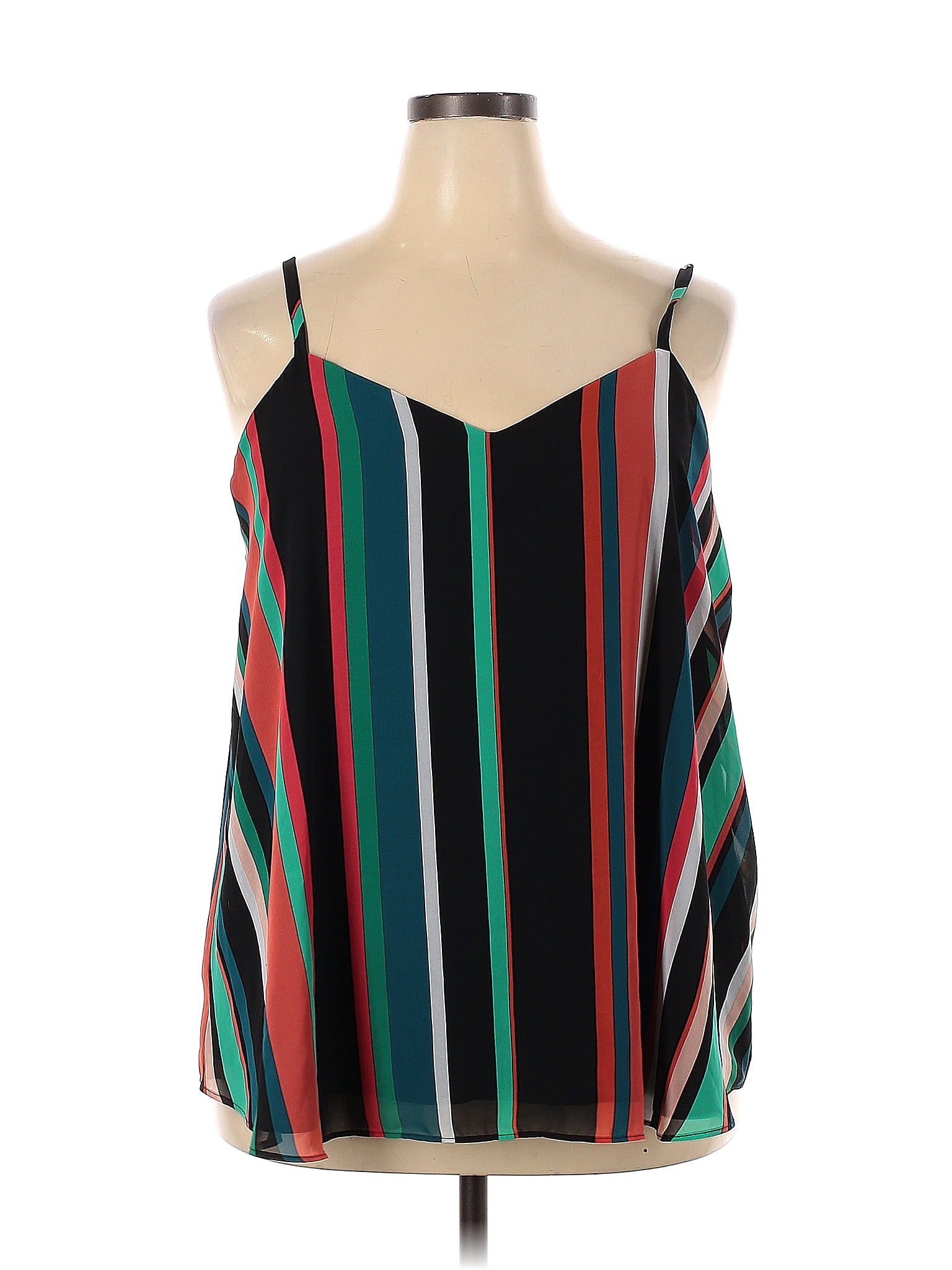 Torrid 100% Polyester Stripes Green Sleeveless Blouse Size 2X Plus (2 ...