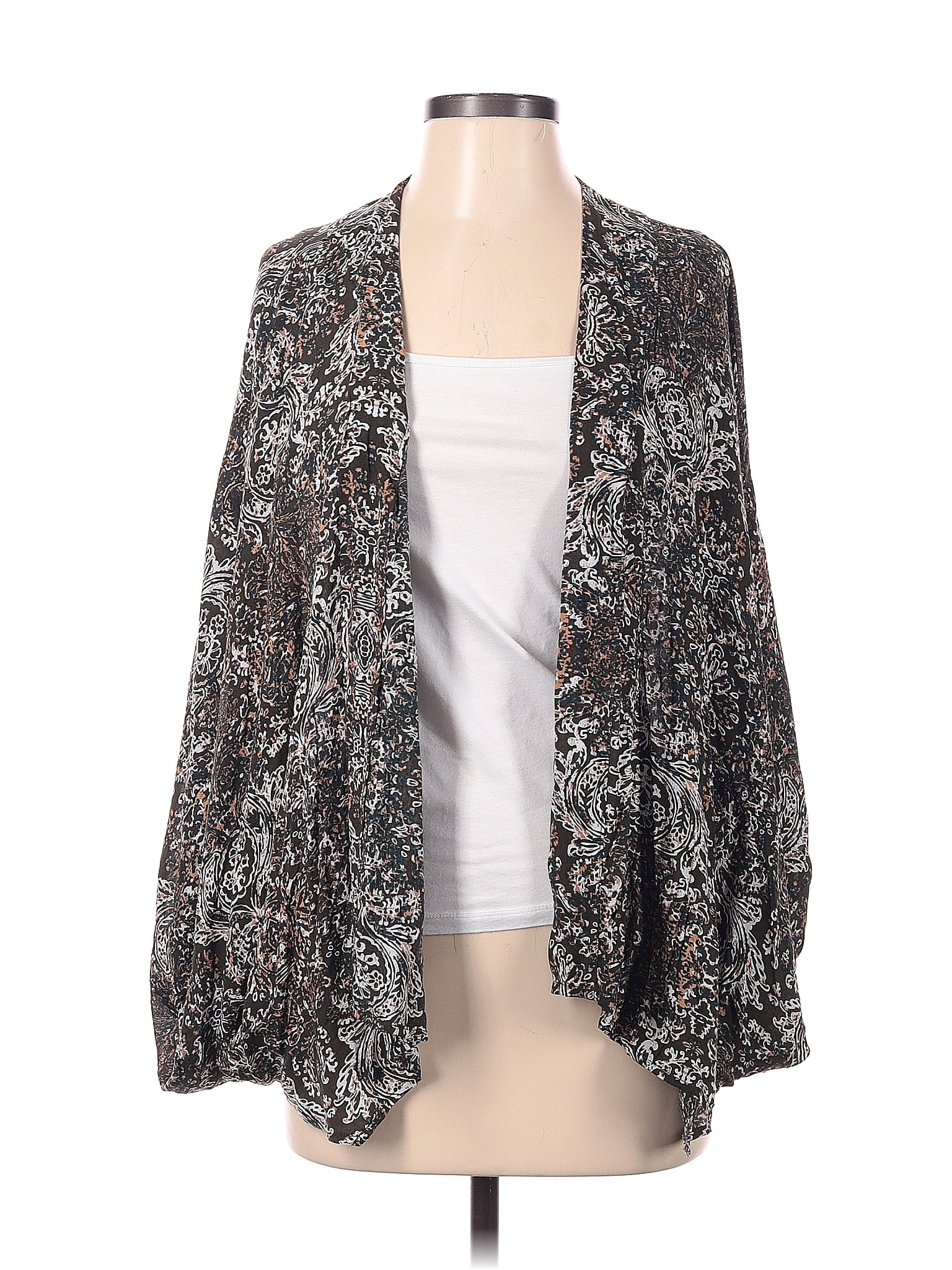 Evereve 100% Rayon Print Gray Kimono Size S - 71% off | ThredUp