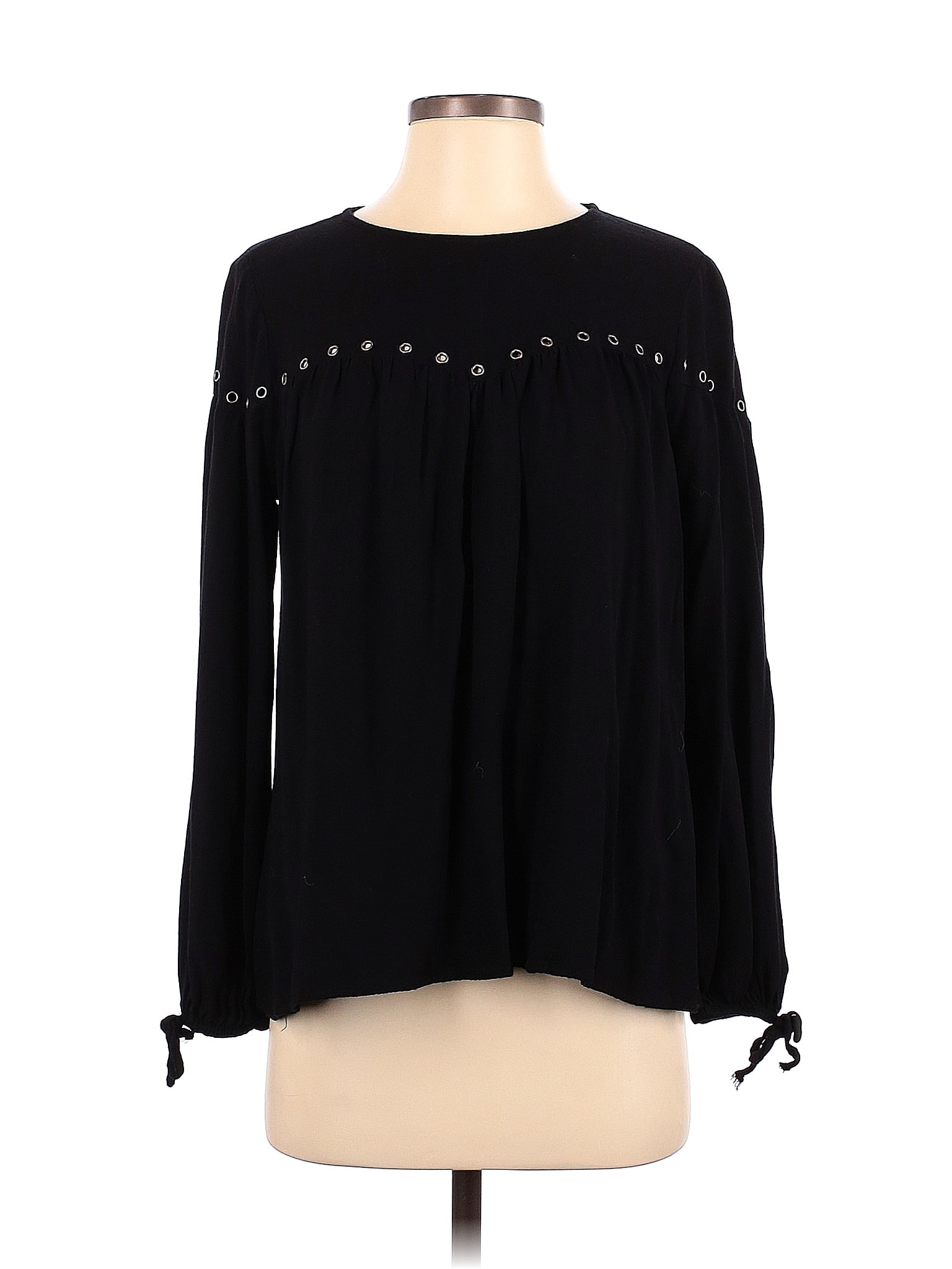 Rock And Republic 100 Rayon Polka Dots Black Long Sleeve Blouse Size S