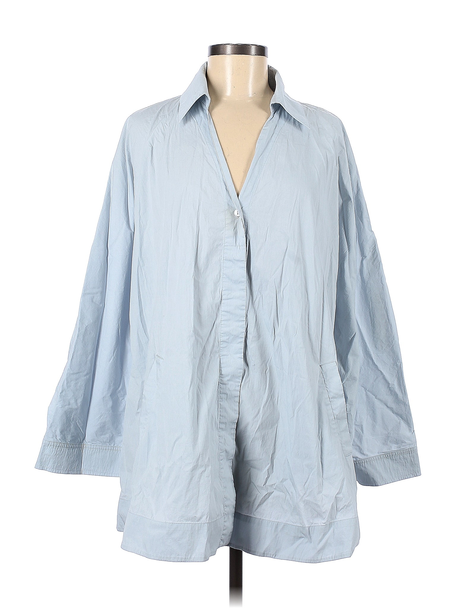Co Solid Blue Long Sleeve Button Down Shirt Size M 84 Off Thredup