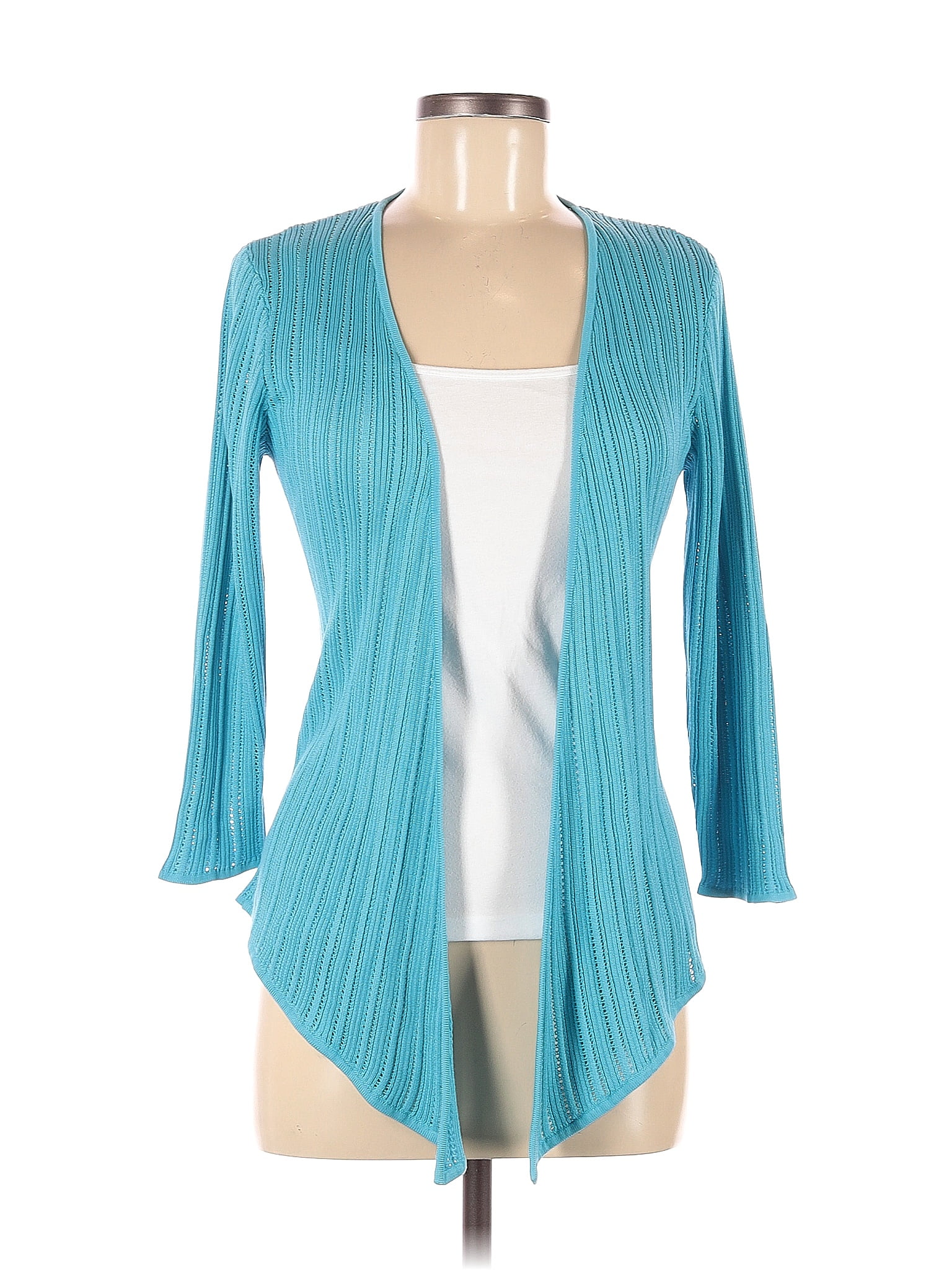 Carlisle Color Block Solid Blue Teal Cardigan Size M 80 Off Thredup
