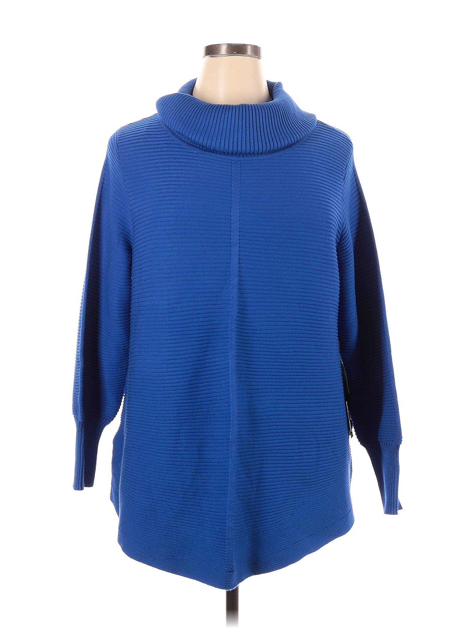 Cyrus Color Block Solid Blue Turtleneck Sweater Size 1X (Plus) - 63% ...
