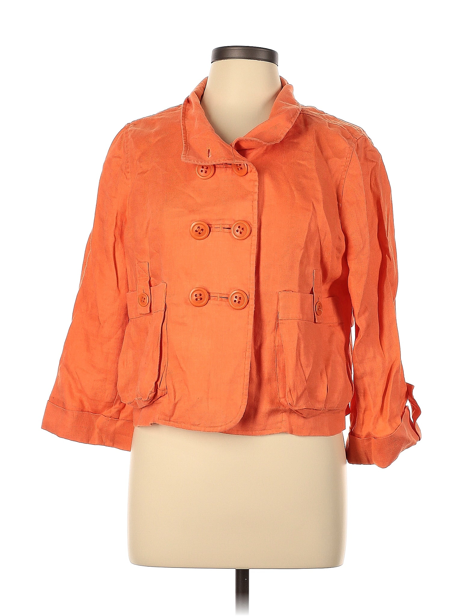 Etcetera 100% Linen Solid Orange Jacket Size 10 - 83% off | thredUP