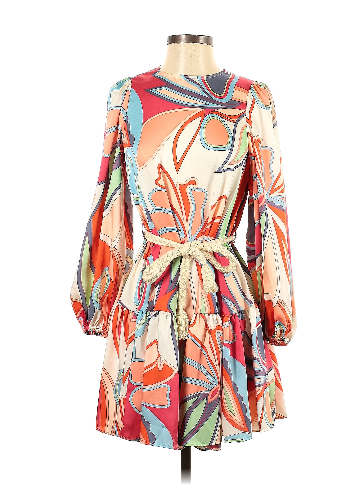 ALEXIS for Target 100% Polyester Multi Color Orange Casual Dress Size ...