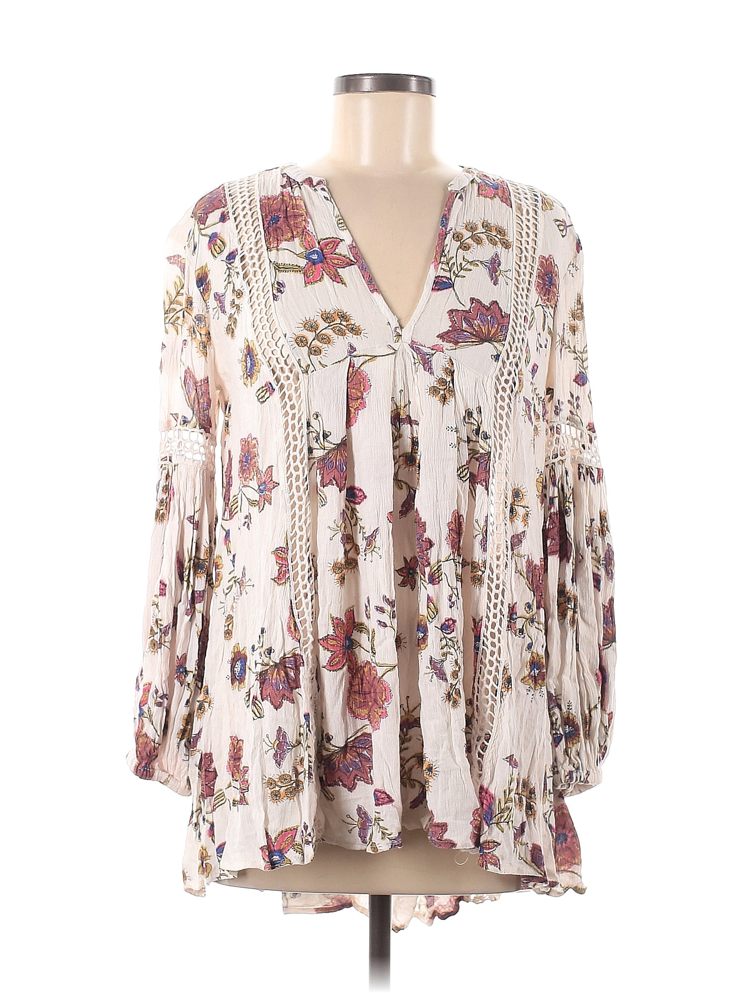 Free People Floral Ivory Long Sleeve Blouse Size Xs 70 Off Thredup