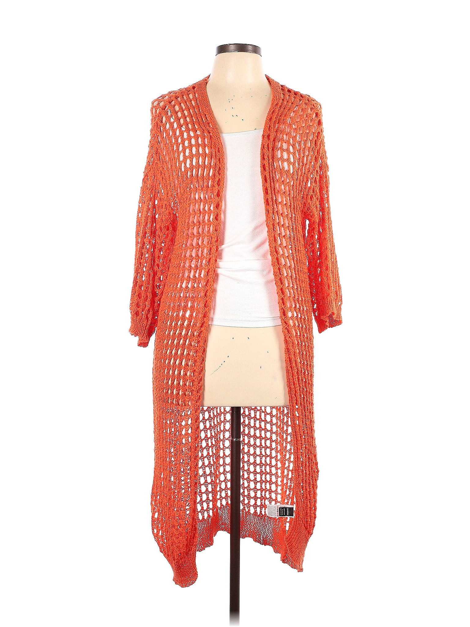 Shein 100% Polyester Color Block Solid Orange Cardigan Size L - 57% off ...