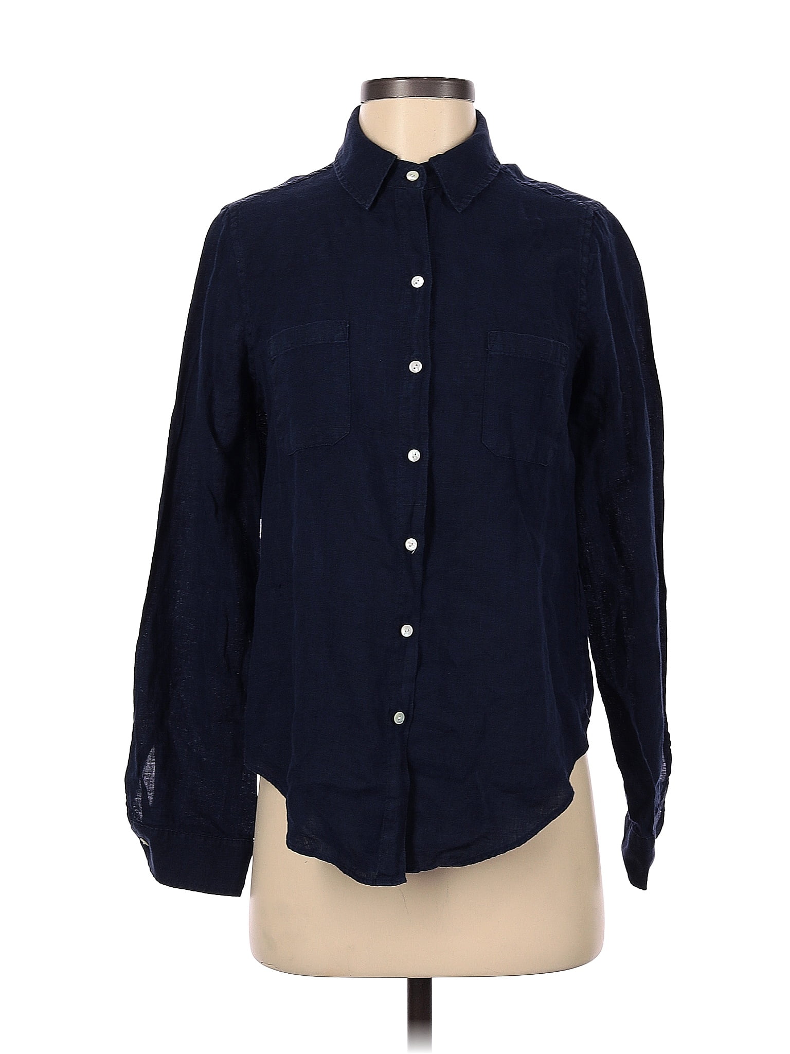 Lilly Pulitzer 100% Linen Navy Blue Long Sleeve Button-Down Shirt Size XS - 72% off | thredUP