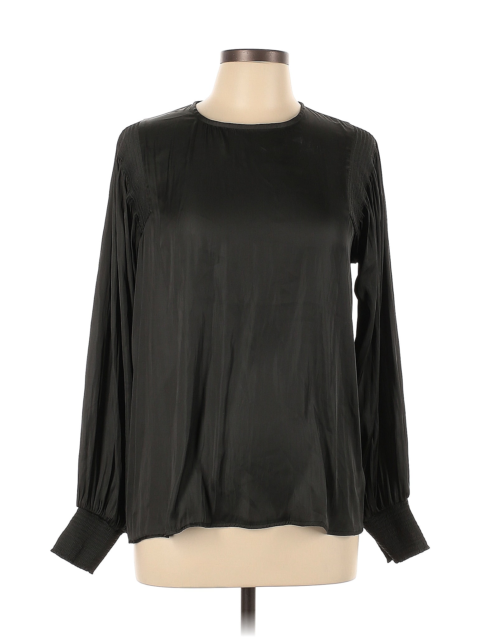 Grade And Gather 100 Polyester Black Long Sleeve Blouse Size L 75 Off