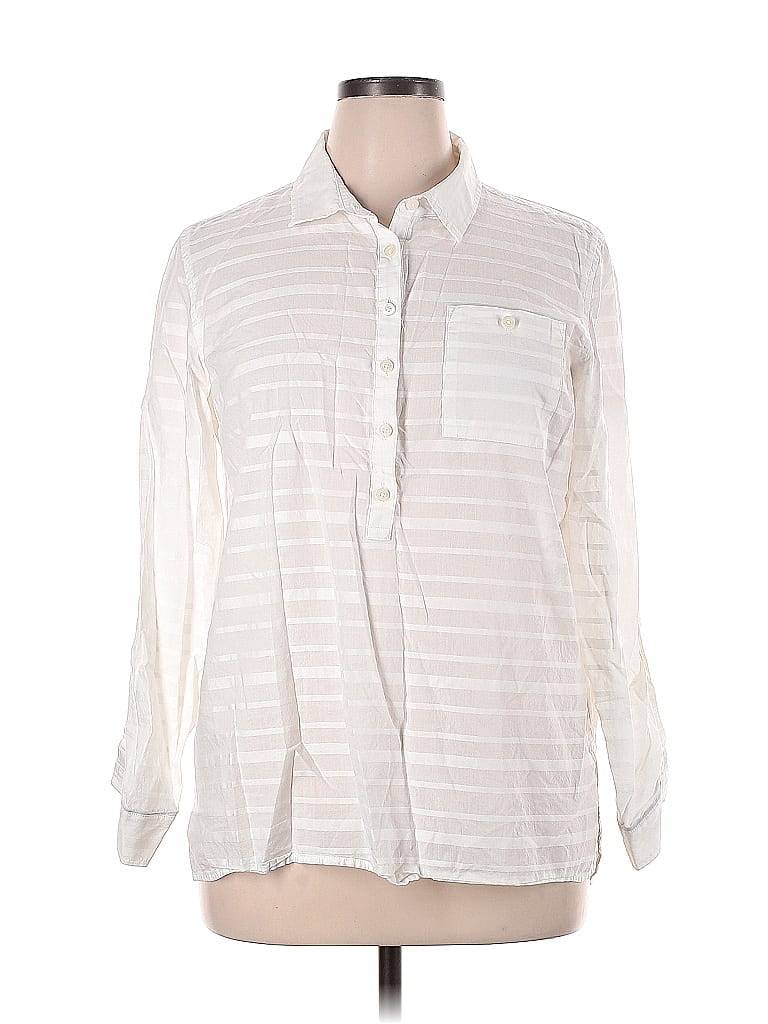 Tommy Hilfiger 100% Cotton Ivory Long Sleeve Button-Down Shirt Size XL - 83% off | ThredUp
