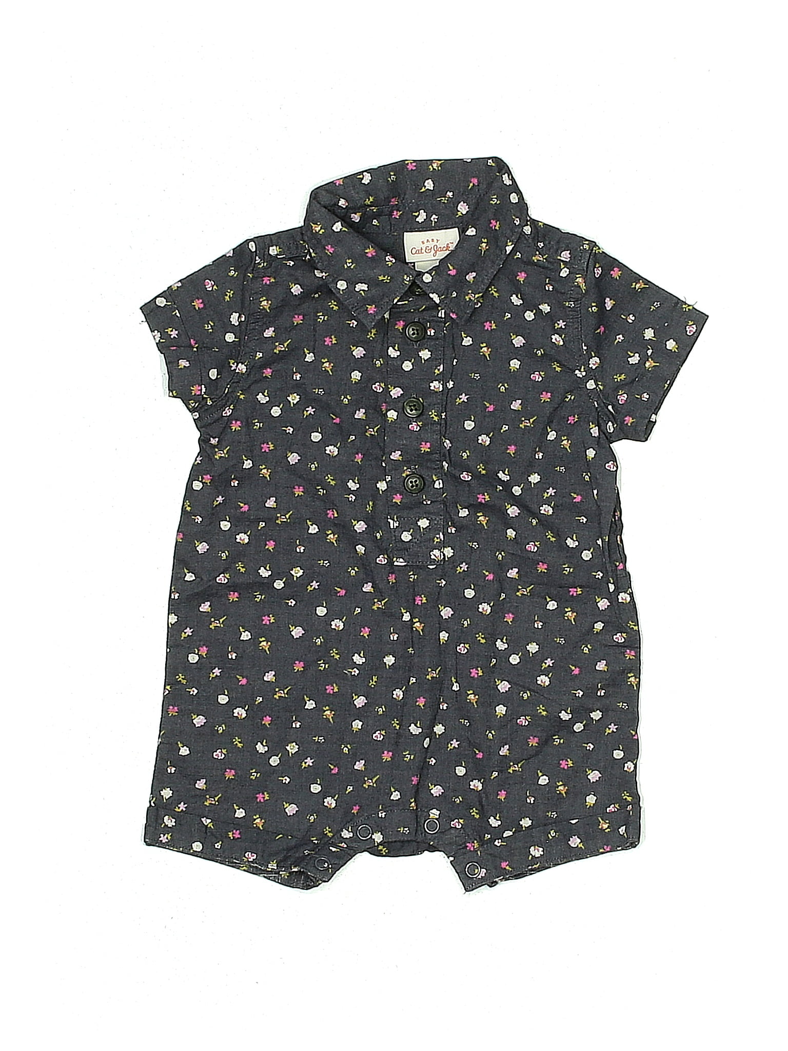 Cat And Jack 100 Cotton Polka Dots Black Short Sleeve Outfit Size 0 3 Mo