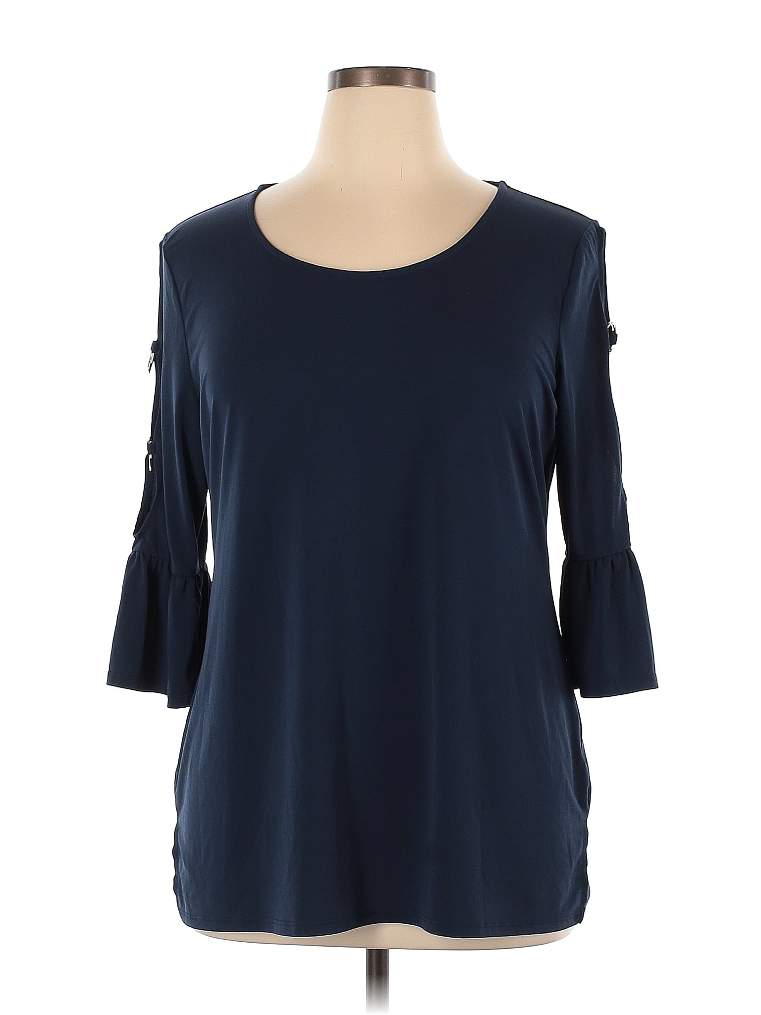 JM Collection Solid Navy Blue Long Sleeve Top Size XL - 55% off | thredUP