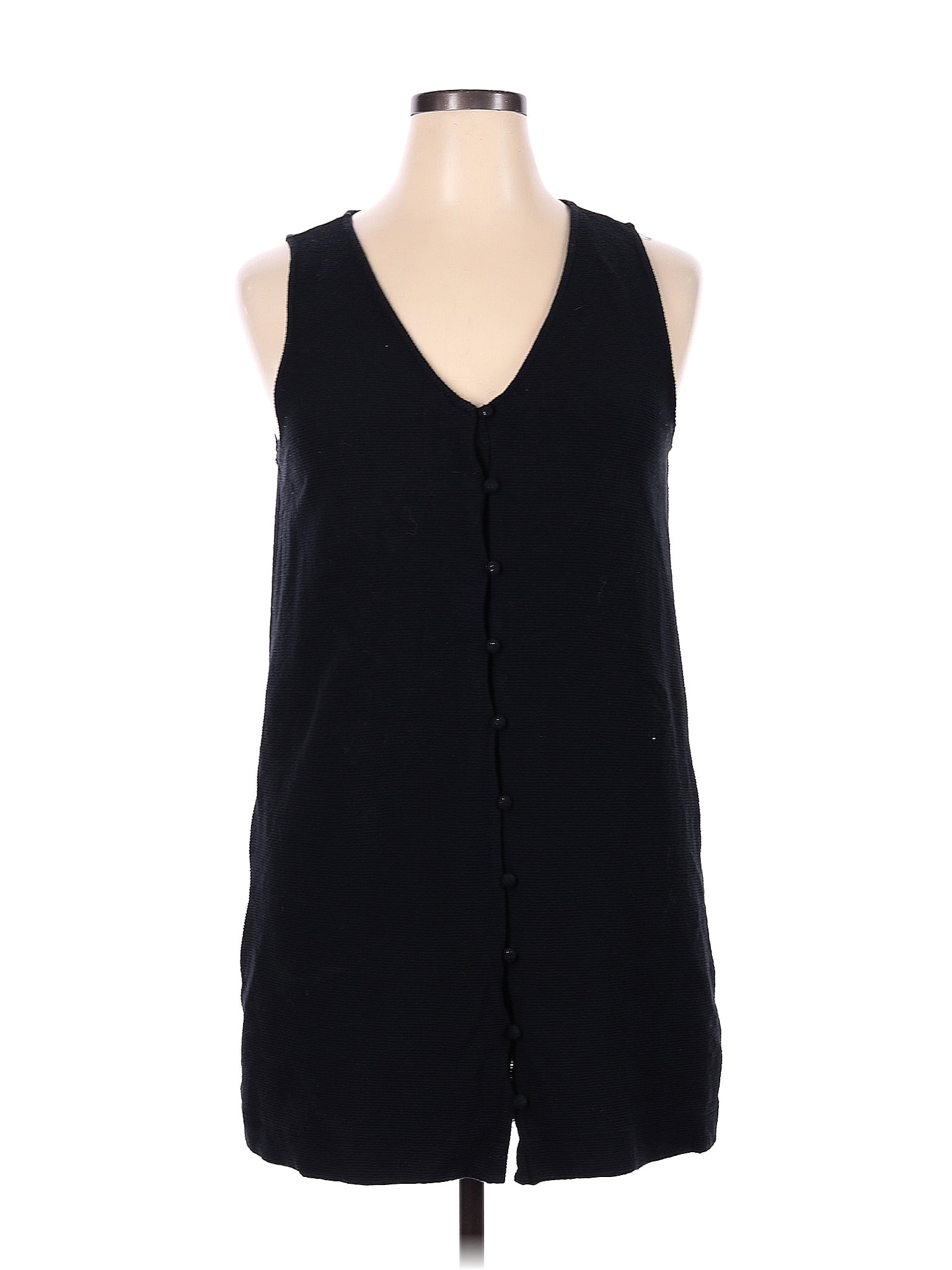 Texture And Thread Madewell 100 Cotton Solid Black Casual Dress Size Xl