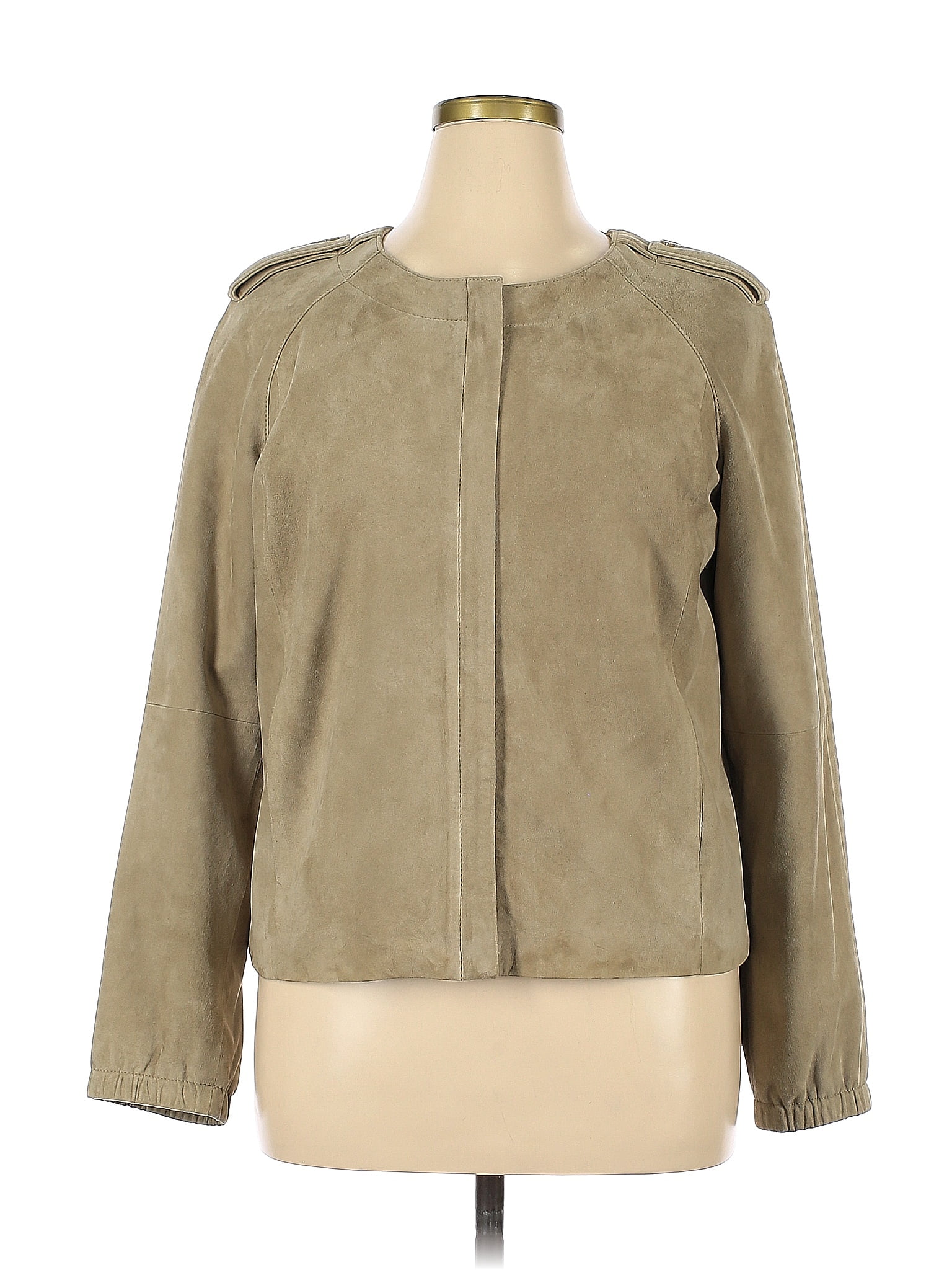 Talbots Solid Tan Leather Jacket Size 14 - 78% off | thredUP