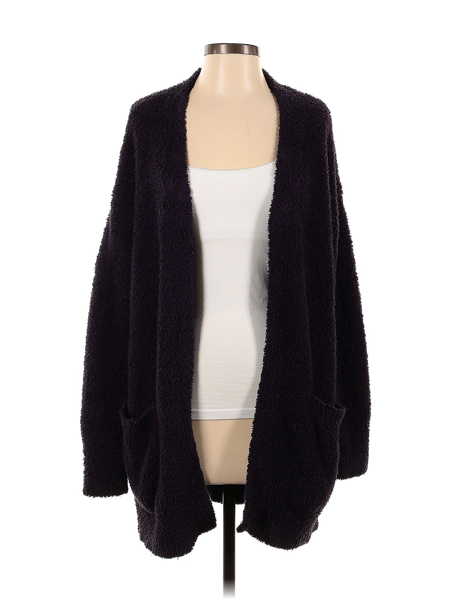 Barefoot Dreams 100% Polyester Color Block Solid Black Cardigan Size Sm ...