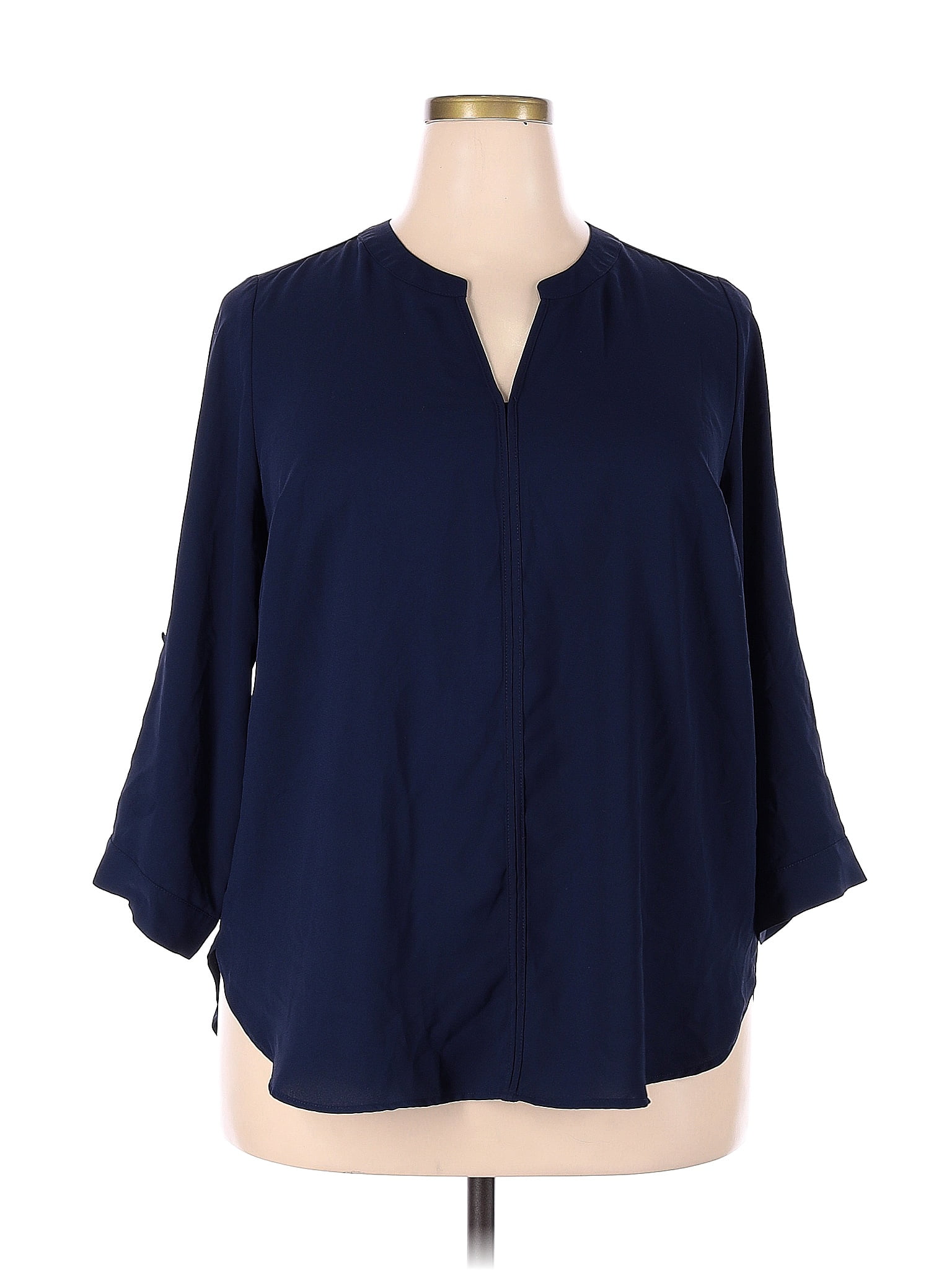41hawthorn 100 Polyester Polka Dots Navy Blue Long Sleeve Blouse Size
