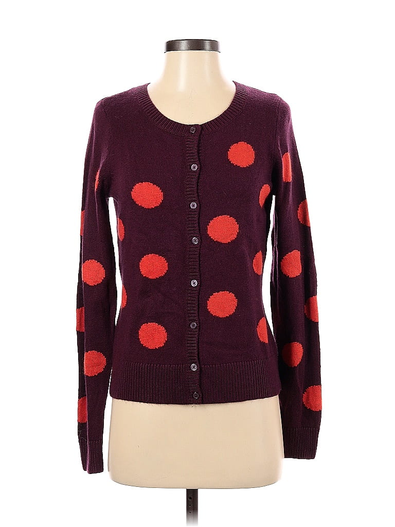 Pim + Larkin Color Block Polka Dots Purple Burgundy Cardigan Size S ...