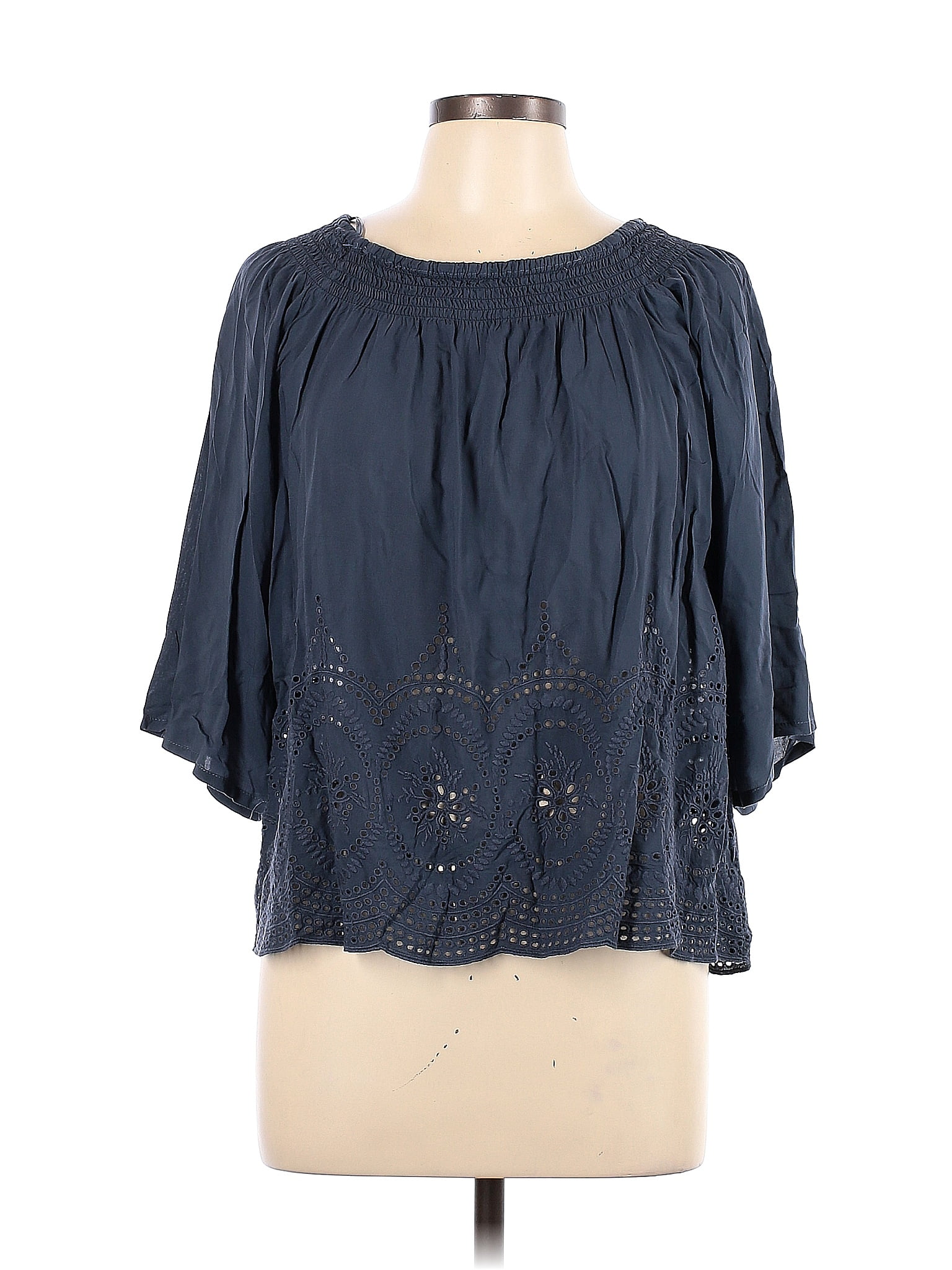 Lovestitch 100 Rayon Blue Long Sleeve Blouse Size M 55 Off Thredup