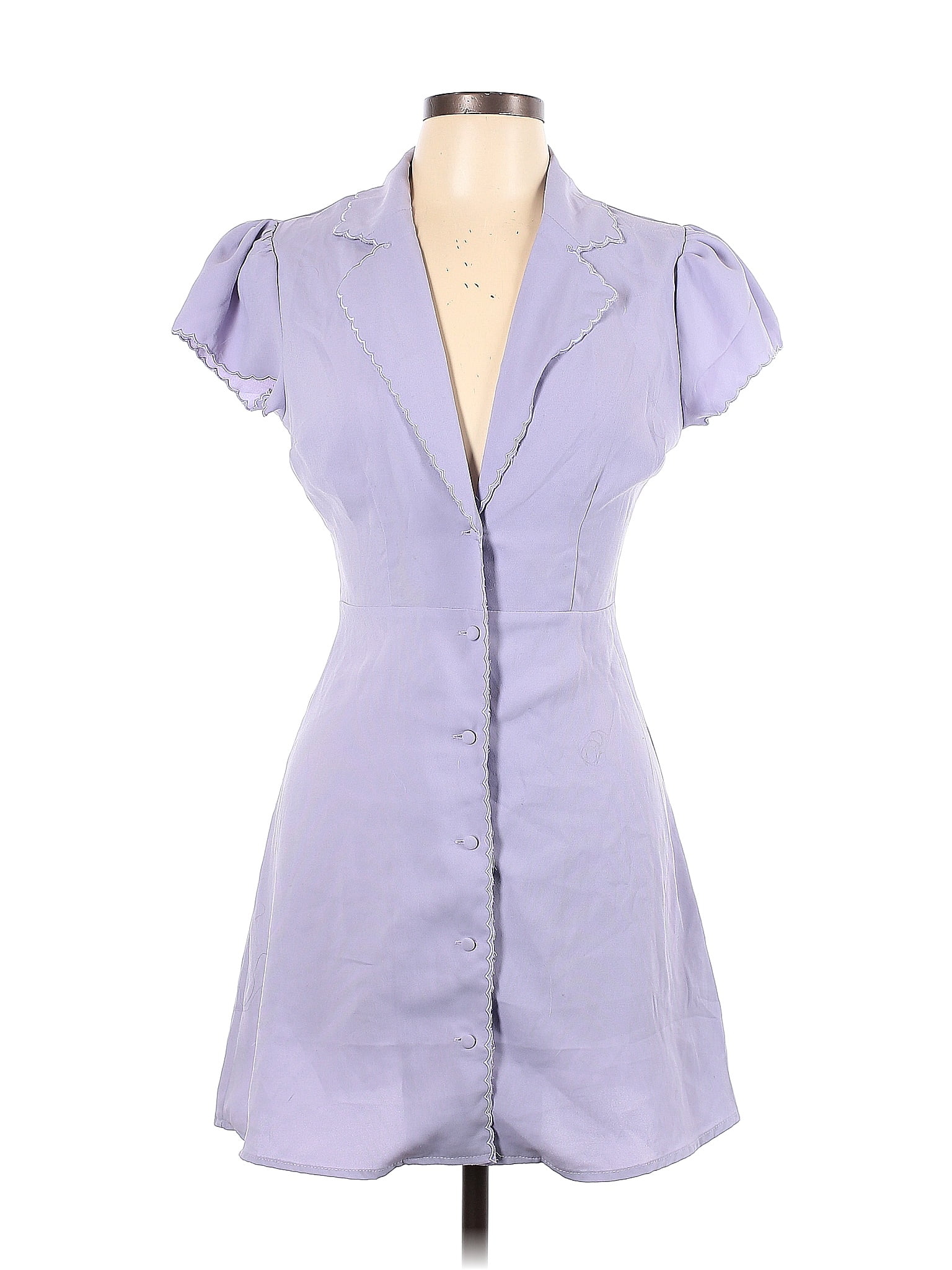 Urban Outfitters 100 Polyester Solid Lavender Purple Casual Dress Size