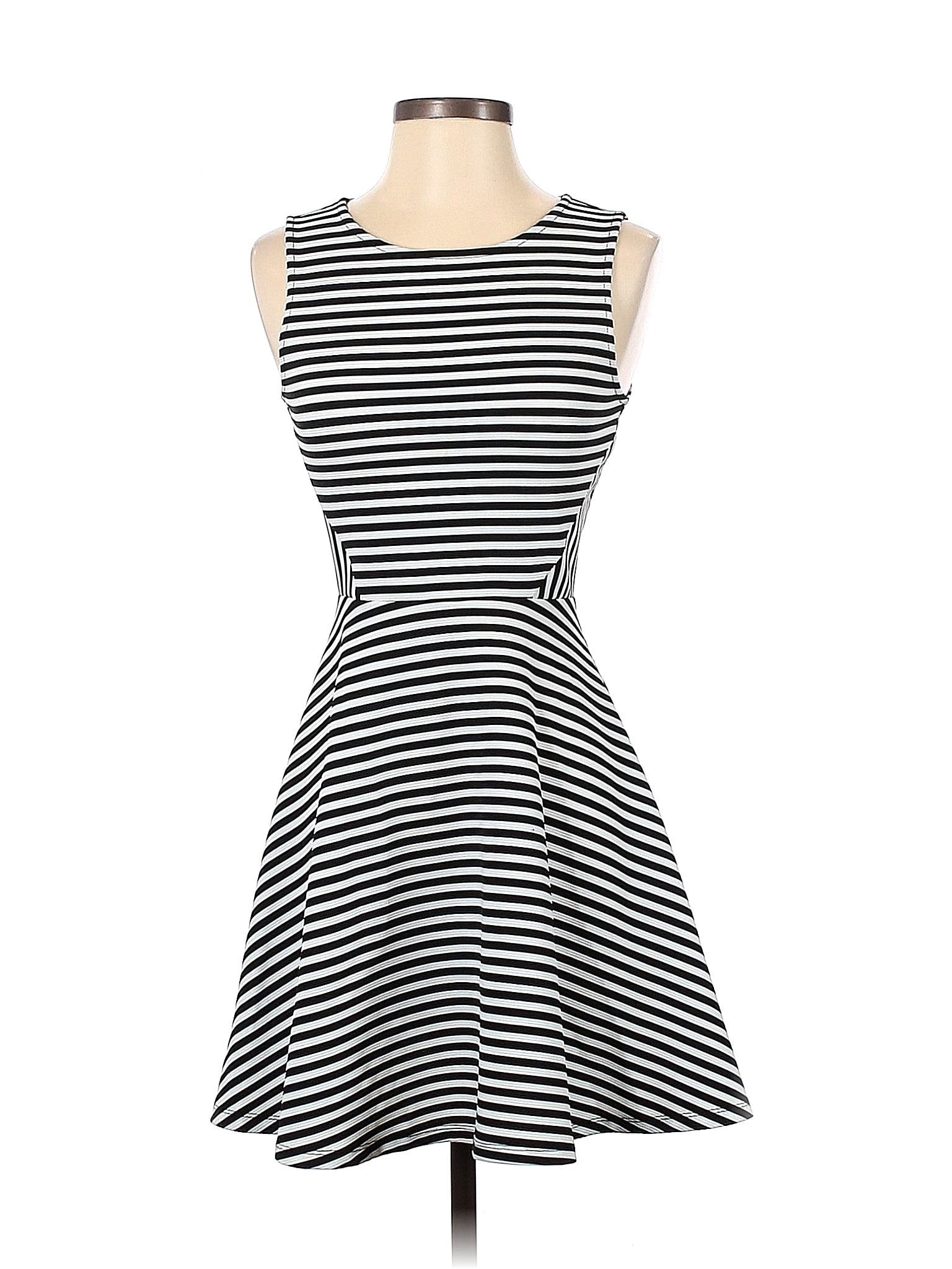 Forever 21 Color Block Stripes Multi Color Black Casual Dress Size S