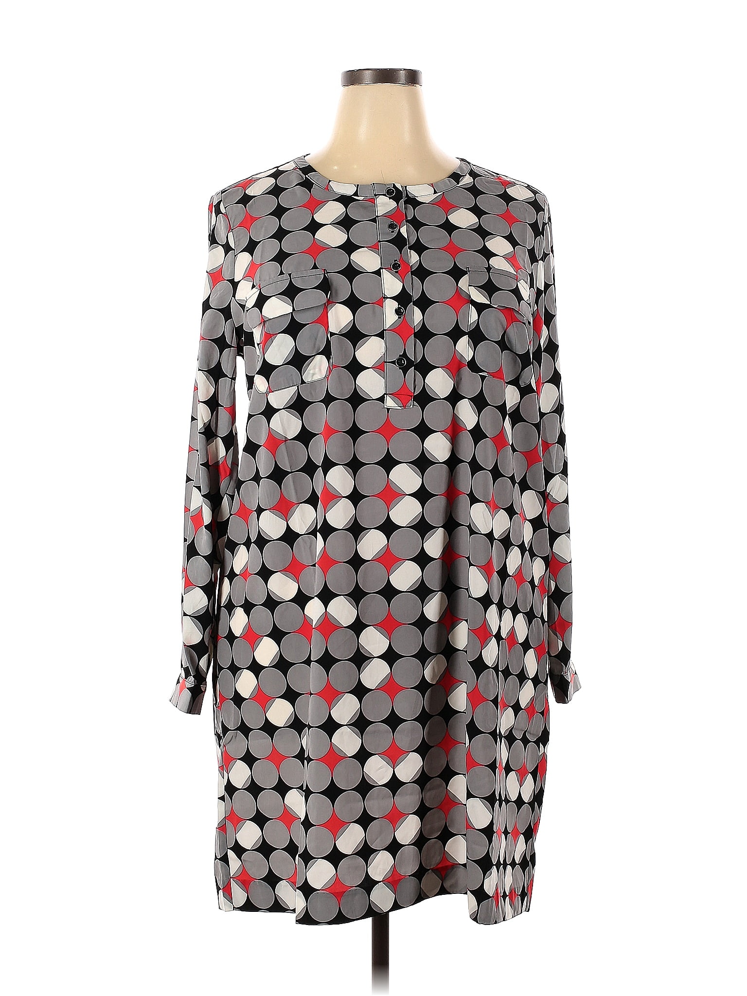 Gap 100 Polyester Polka Dots Multi Color Gray Casual Dress Size Xxl