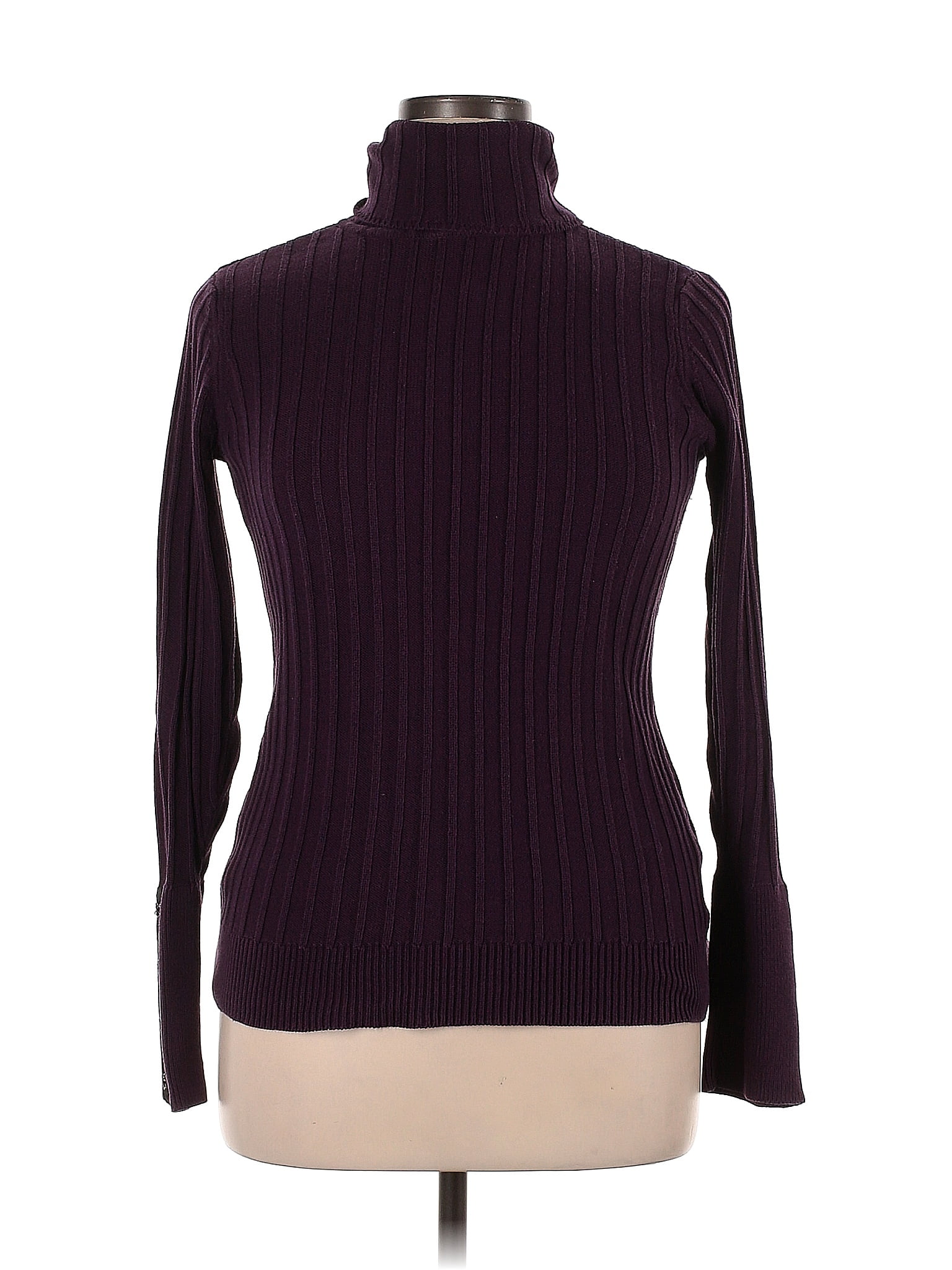 Simply Vera Vera Wang Color Block Solid Purple Turtleneck Sweater Size