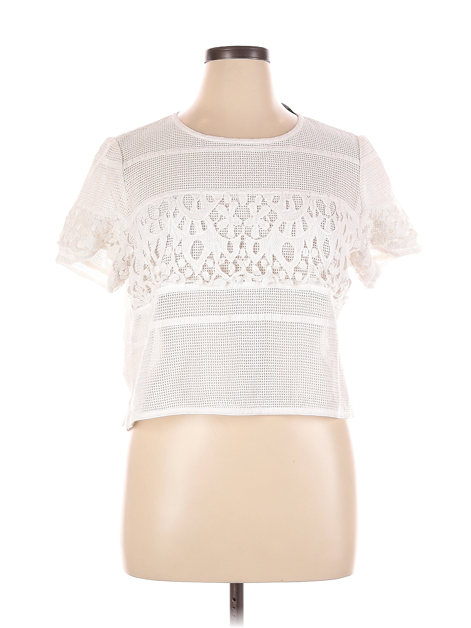 Black Label by Chico's 100% Cotton White Short Sleeve Blouse Size XL (3 ...