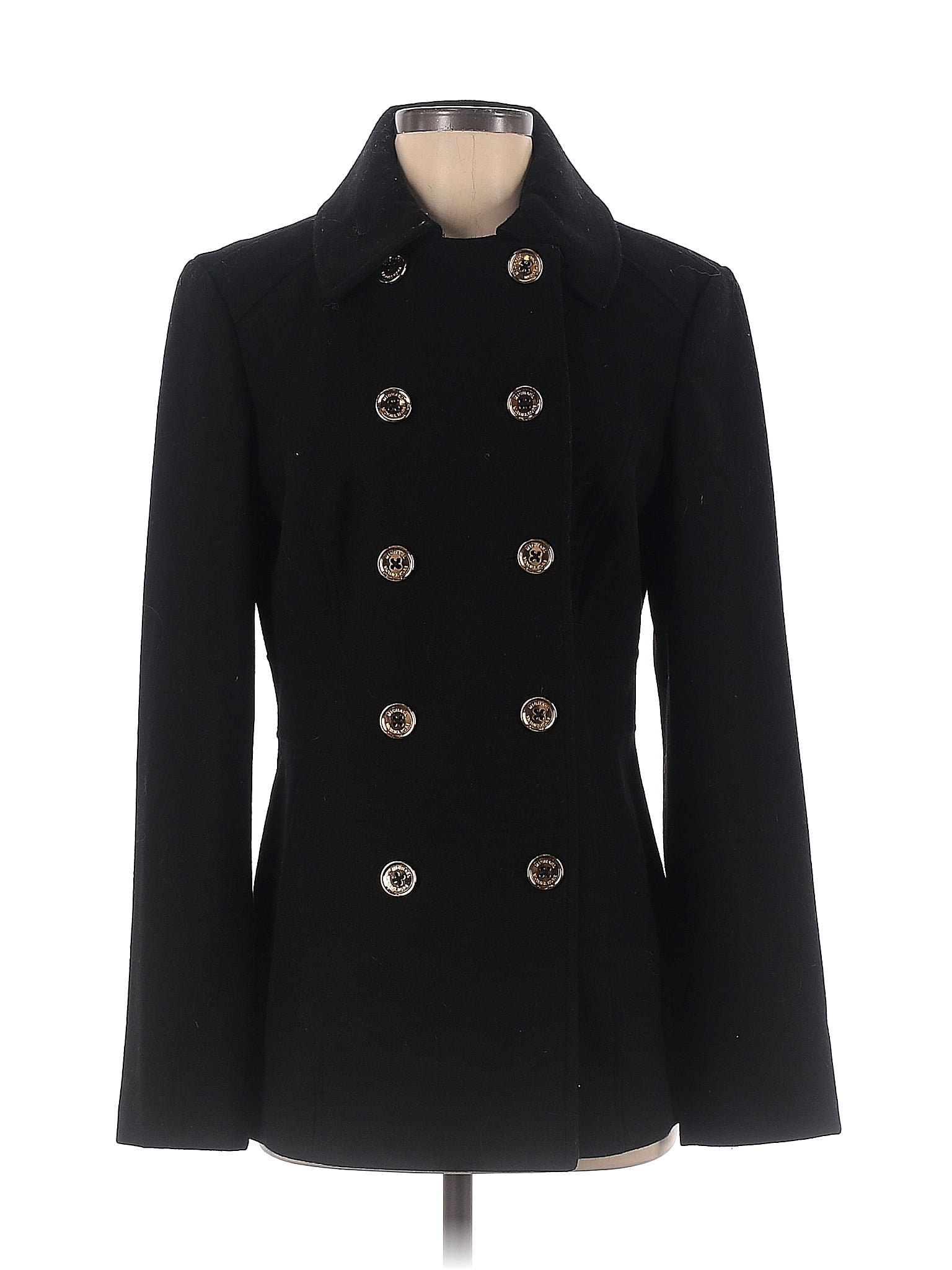 Michael Michael Kors Solid Black Wool Coat Size 8 70 Off Thredup