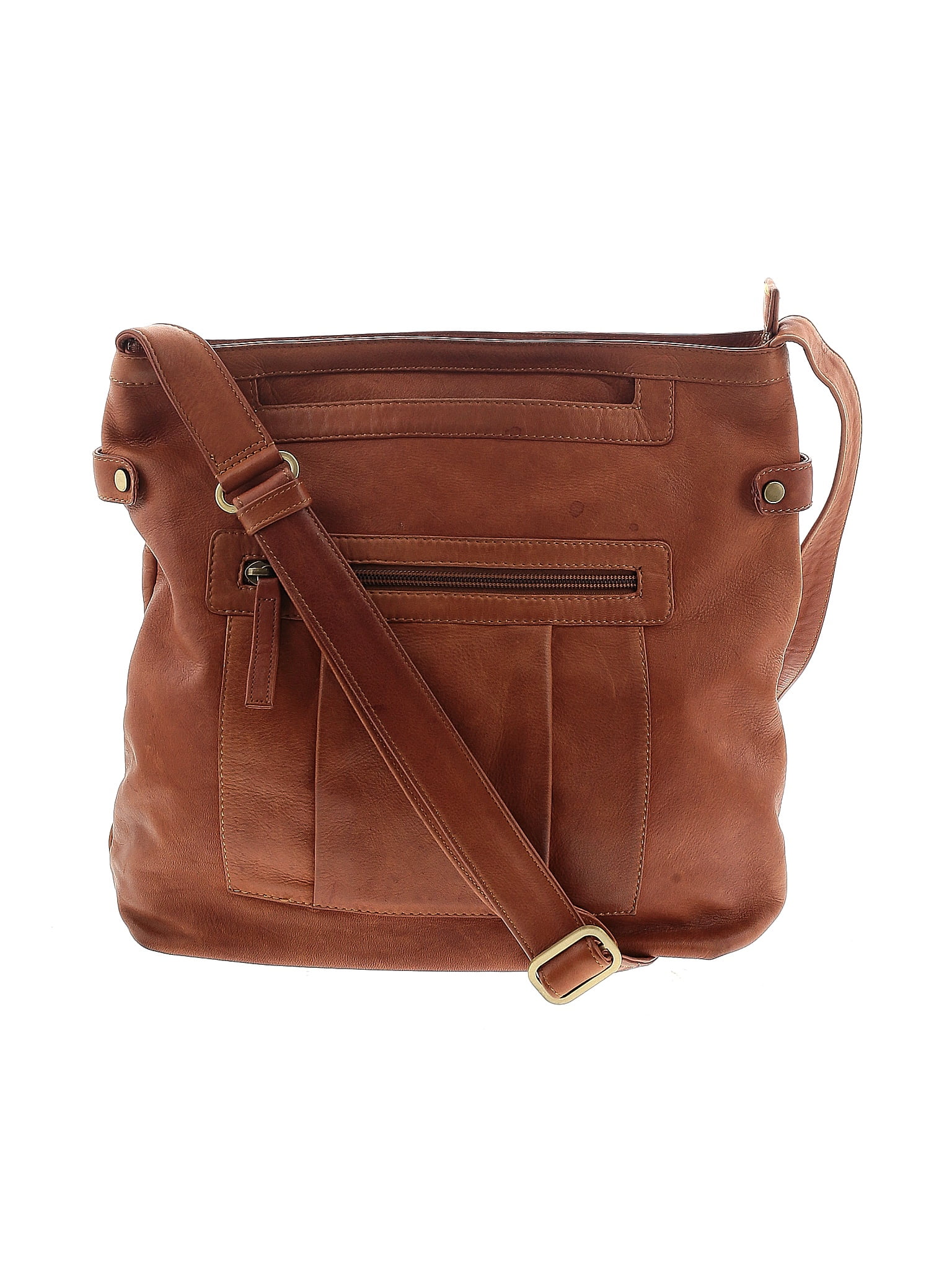 Derek Alexander 100% Leather Solid Brown Leather Crossbody Bag One Size ...
