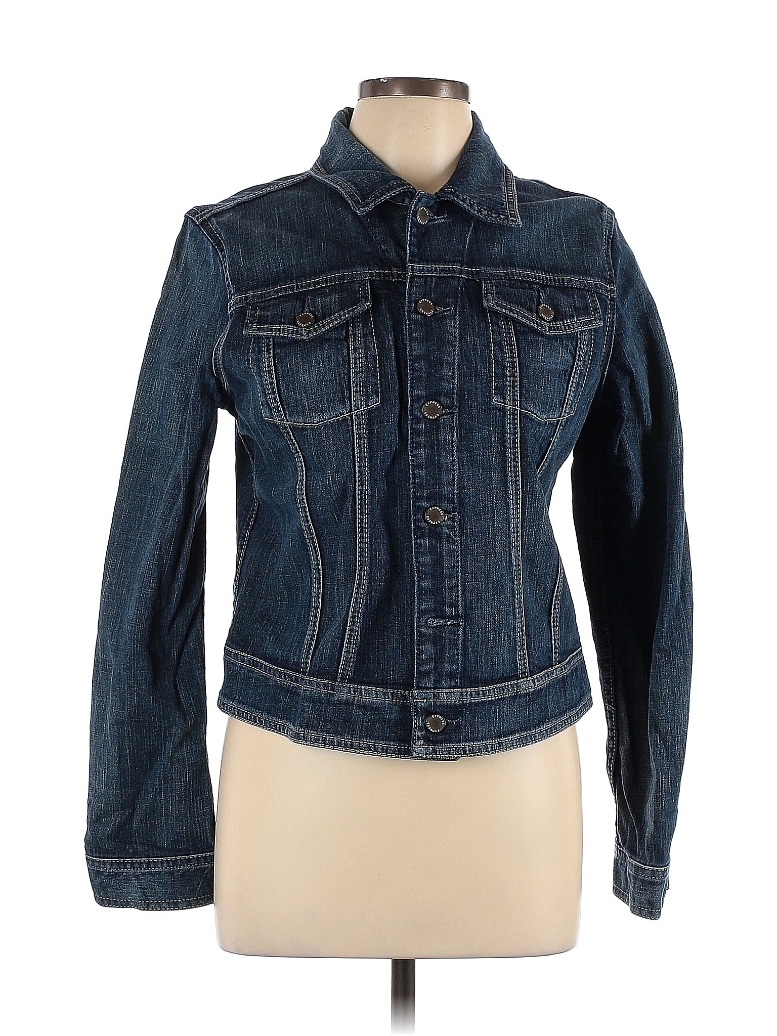 Express Solid Blue Denim Jacket Size L - 63% off | thredUP