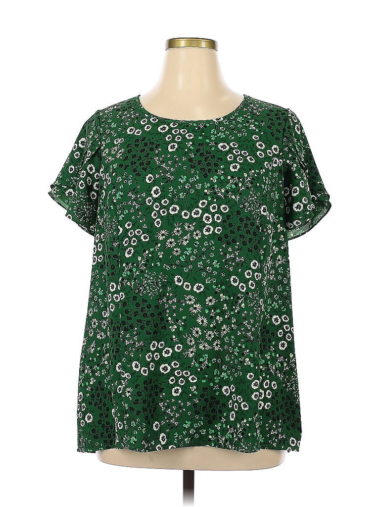 41hawthorn 100 Polyester Green Short Sleeve Blouse Size 1x Plus 52