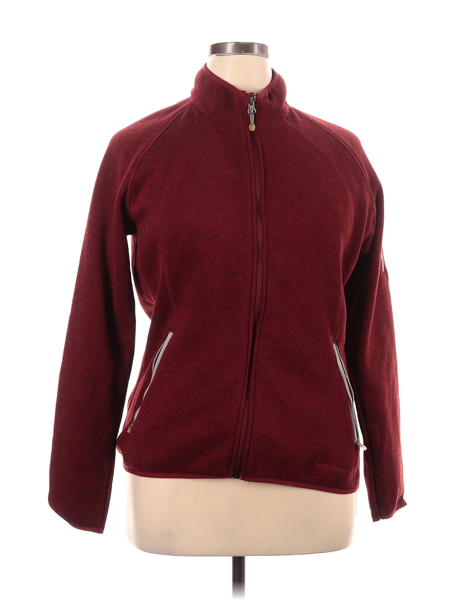Eddie Bauer 100% Polyester Solid Red Burgundy Track Jacket Size XL - 71 ...